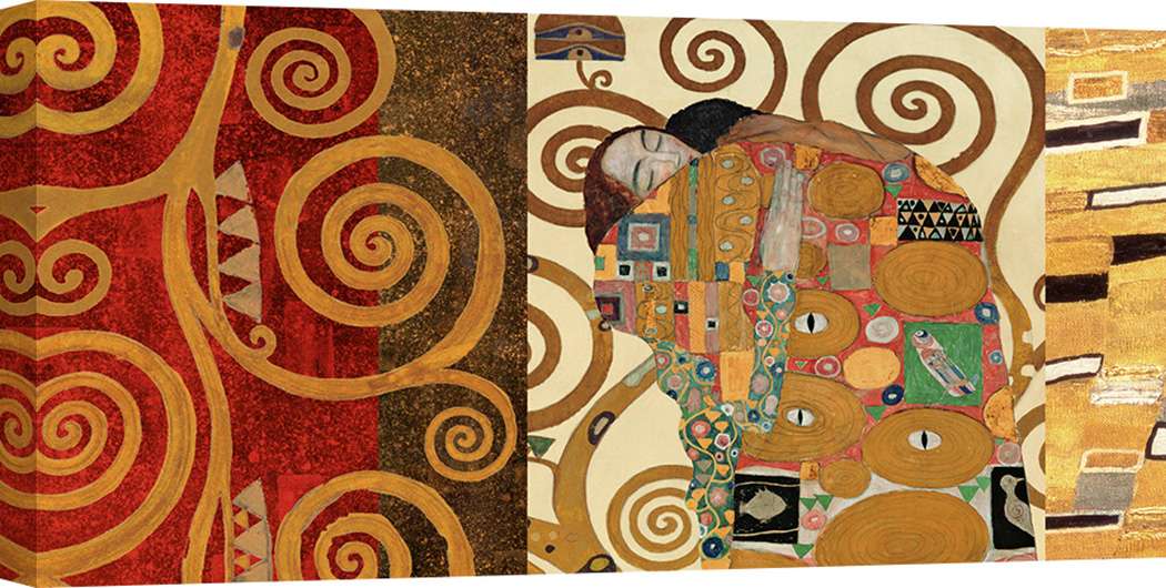 Peinture sur toile - Gustav Klimt, L'étreinte (or) - 100x50 cm | Leroy ...
