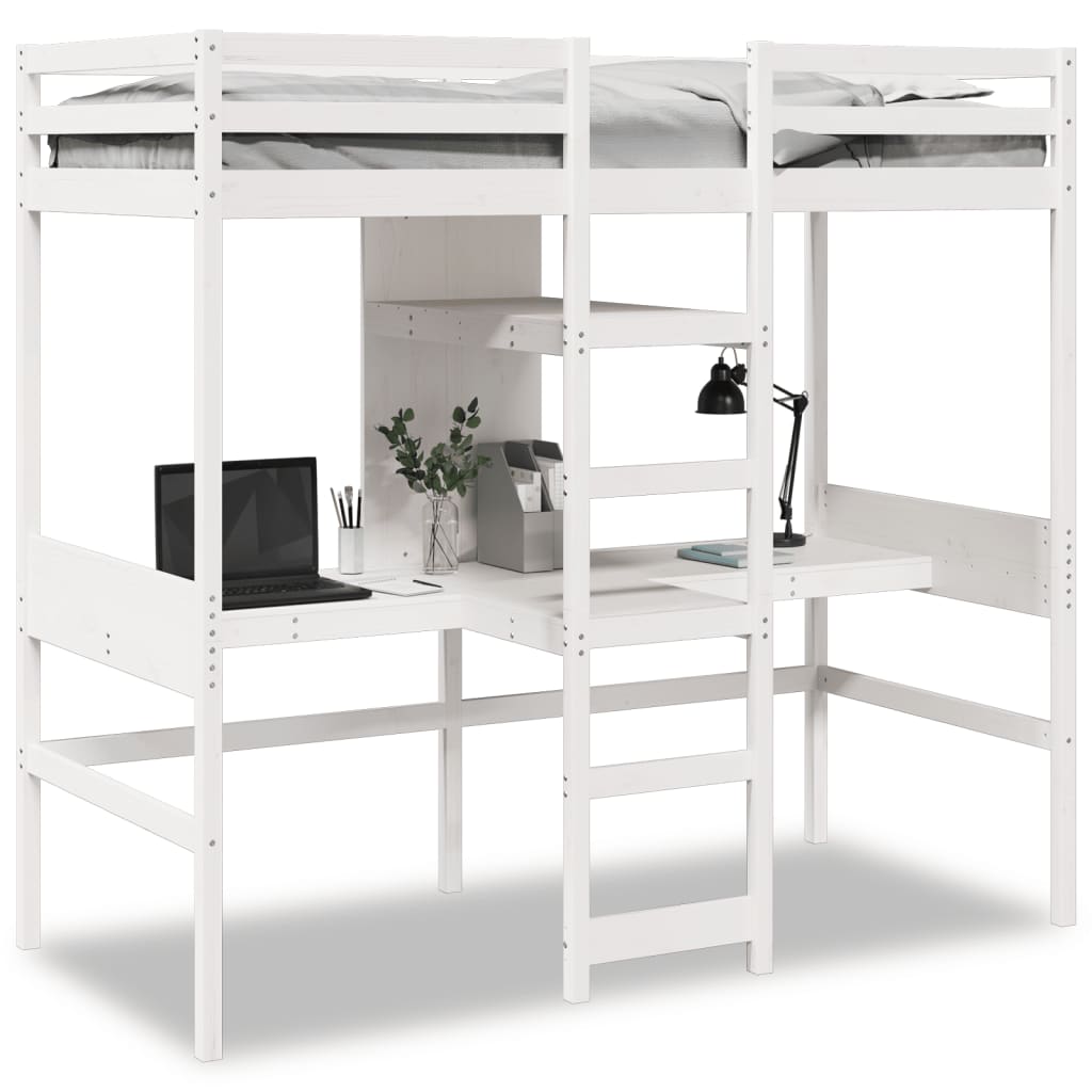Lit haut sans matelas en pin massif blanc 90x190 cm | Leroy Merlin