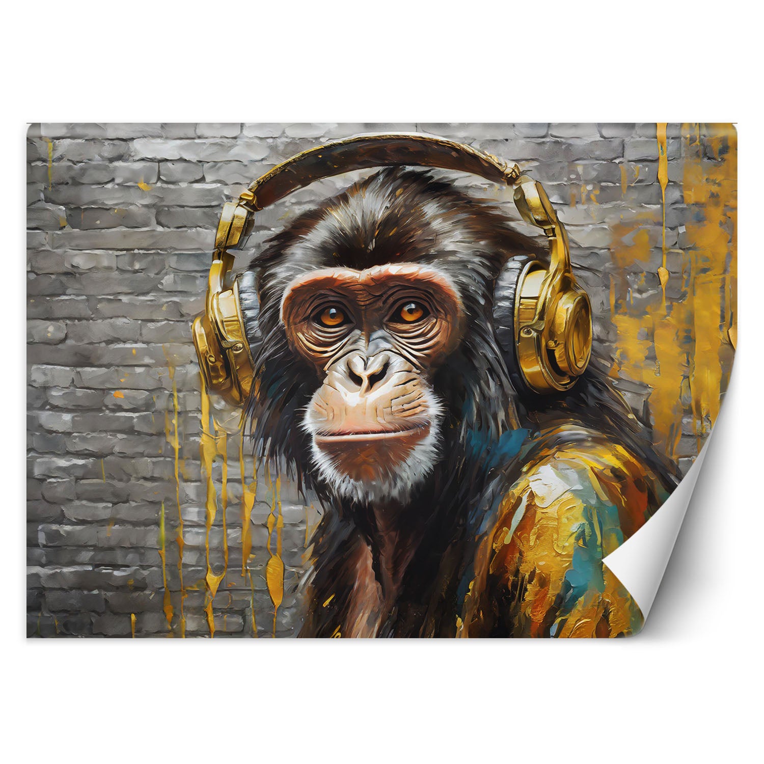 Papier peint, Singe au casque musique 200x140 | Leroy Merlin