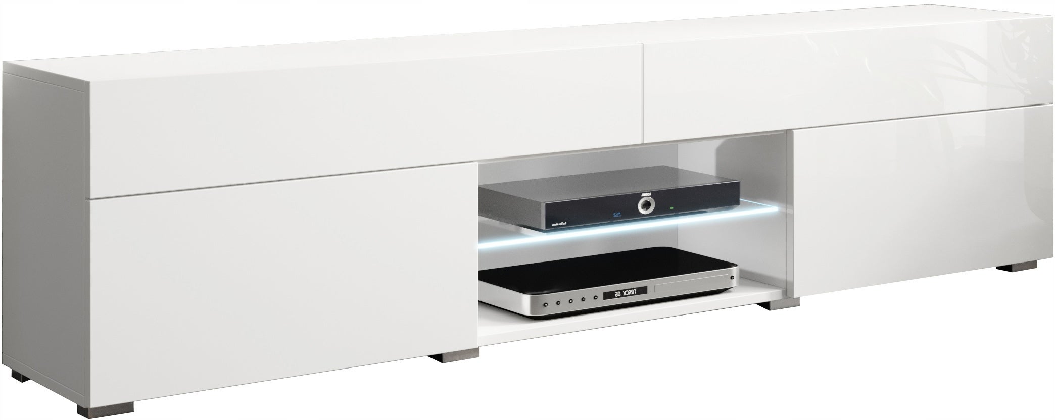 Meuble TV Lowboard CARRERA 180 Blanc/Blanc brillant | Leroy Merlin