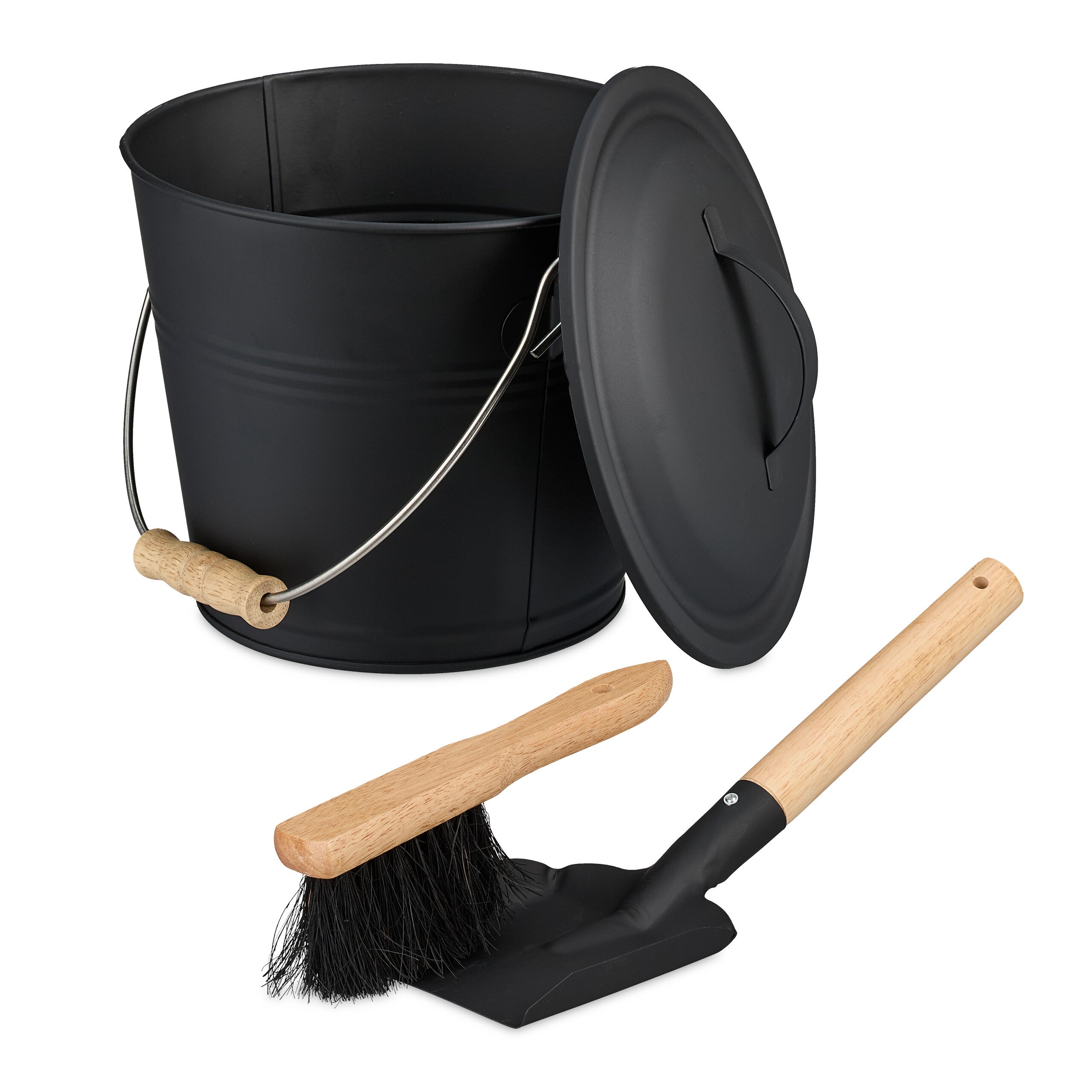 Seau à cendres, avec couvercle, 4,5 litres, pelle et balayette ...