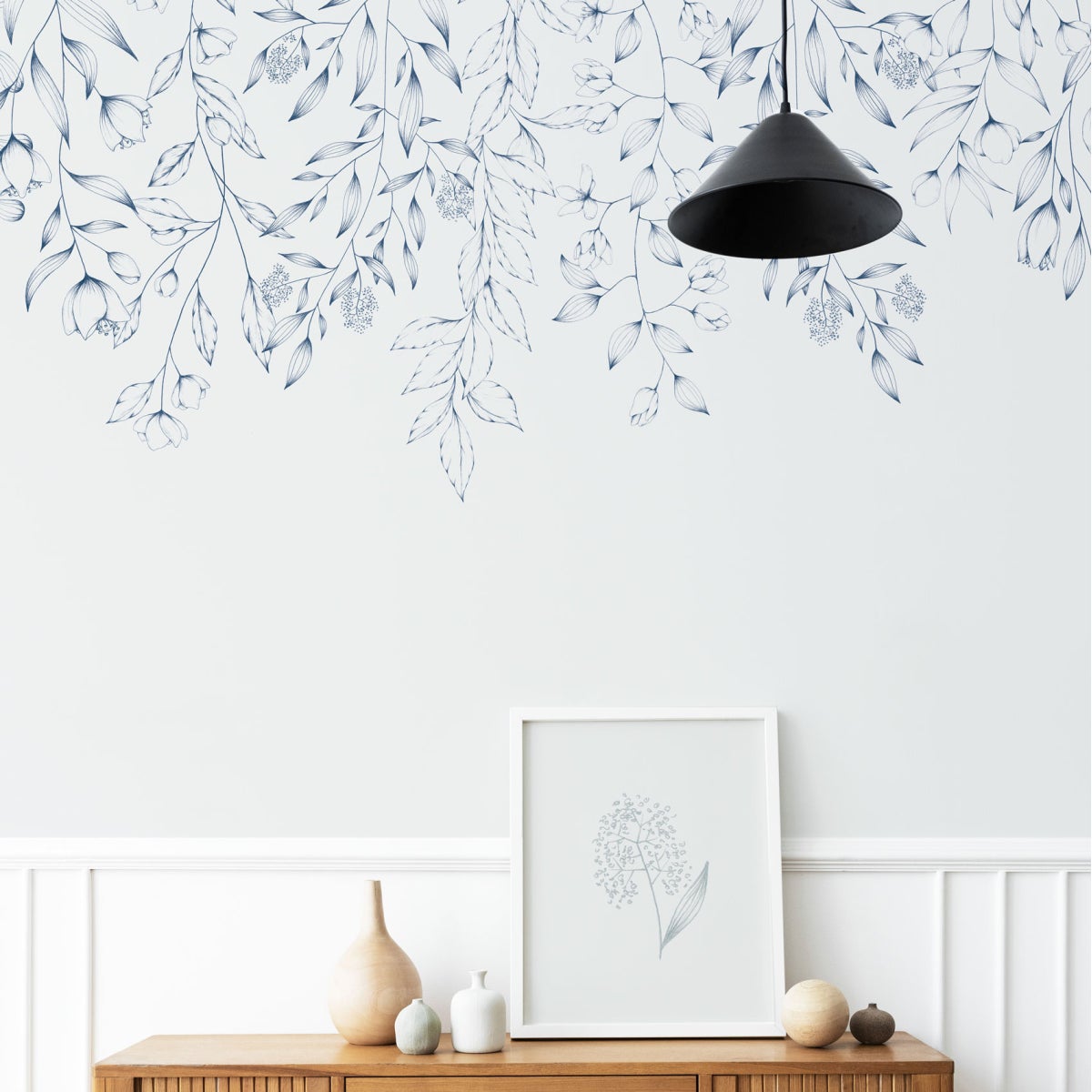 Papier peint panoramique Florale, Bleu 300 x 250cm | Leroy Merlin