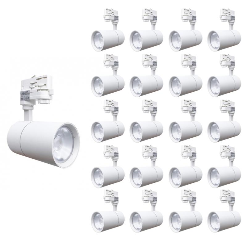 Spot LED sur Rail 30W 80° Triphasé Blanc (Pack de 20) - Blanc Chaud ...