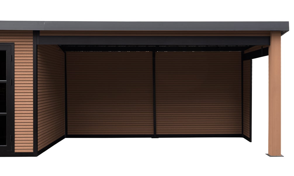 Extension XL à droite pour abri de jardin composite Romans, teinte teck ...