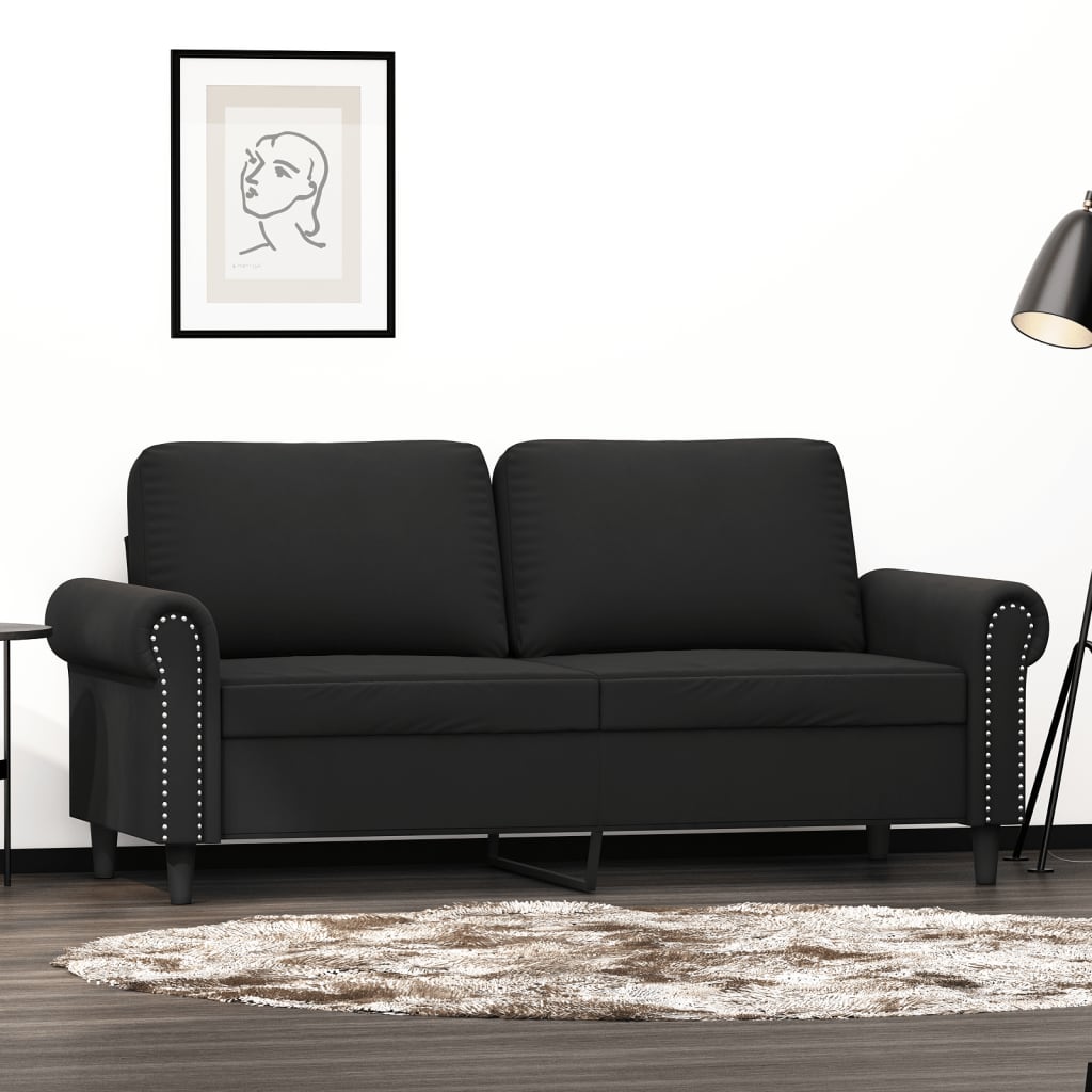 Sofá de 2 plazas | Sofá de salón | Sofá de descanso terciopelo negro ...