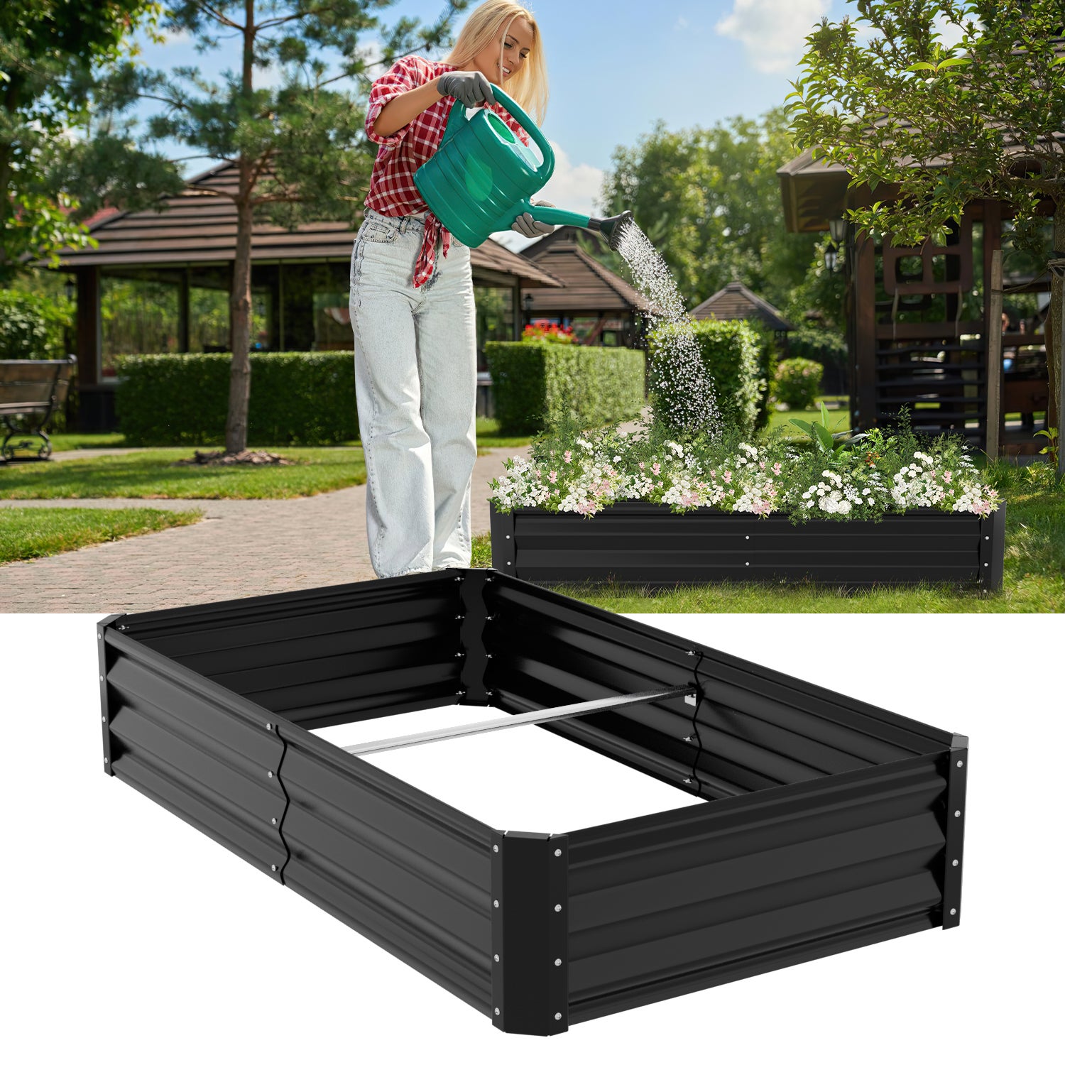 Fioriera a letto rialzato per piante da giardino in acciaio zincato ...