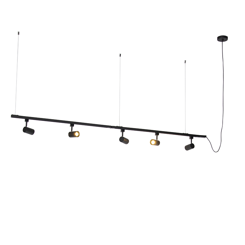 Sistema de riel colgante moderno monofásico con 5 focos negros - Jeana ...