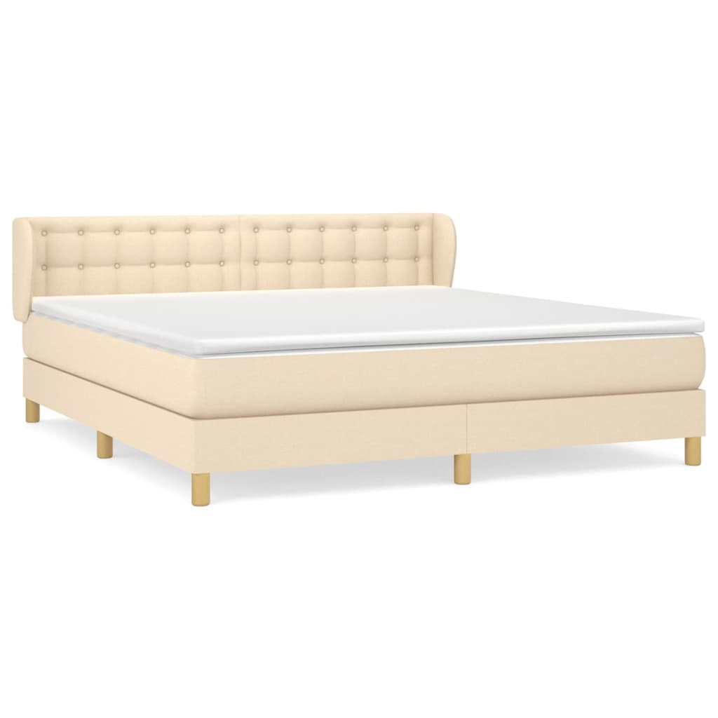 Cama box spring con colchón tela color crema 160x200 cm | Leroy Merlin