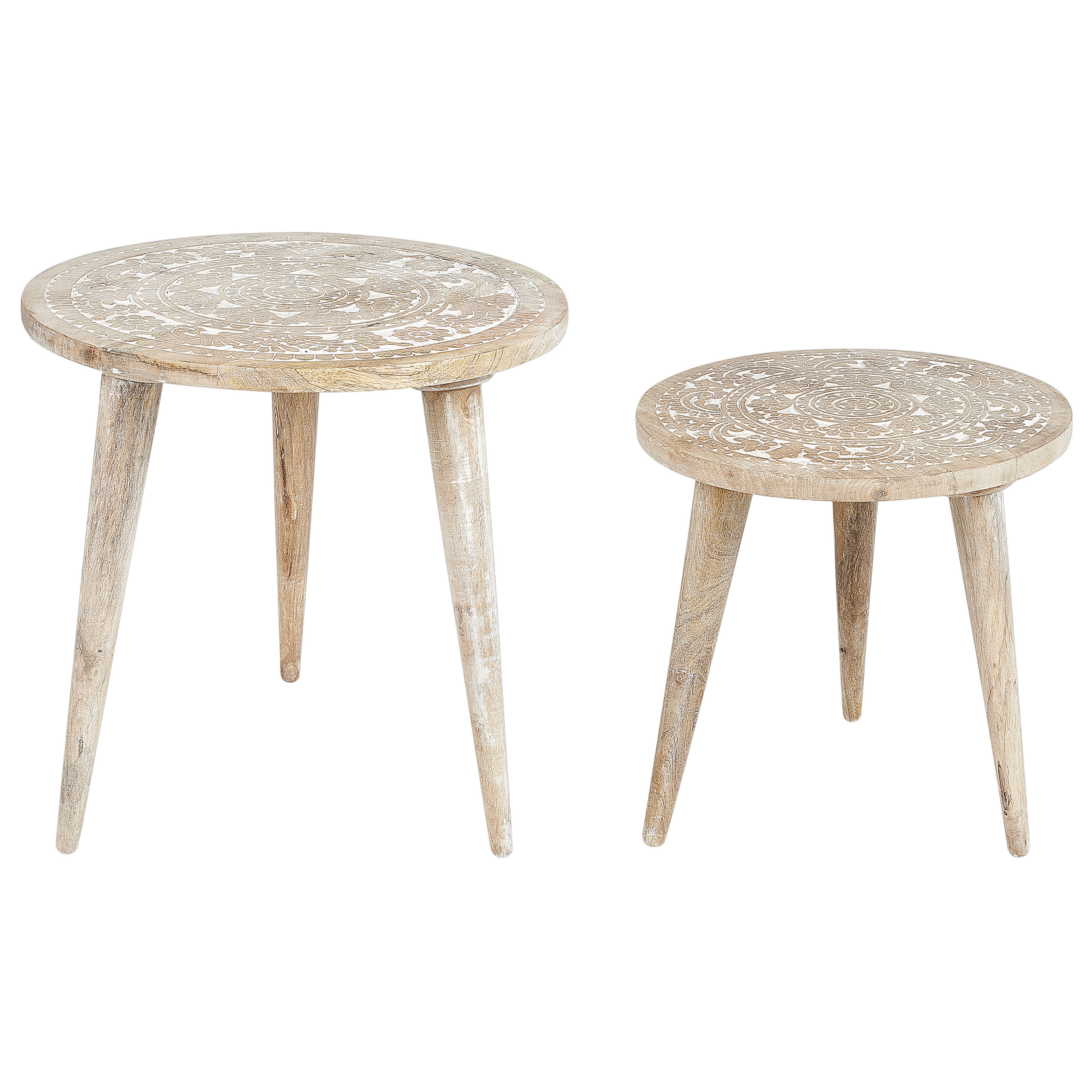 Lot de 2 tables d'appoint en bois de manguier clair UDAY | Leroy Merlin