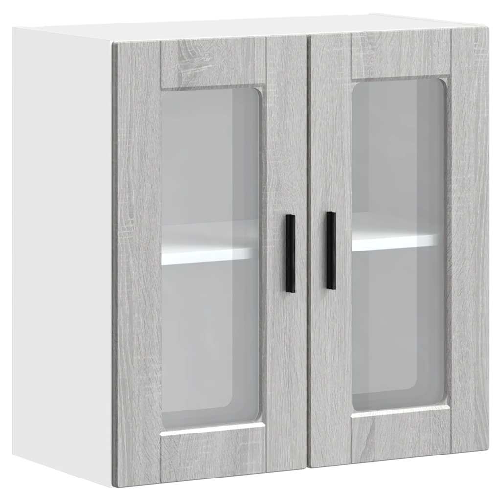 Meuble murale de cuisine avec porte en verre sonoma gris | Leroy Merlin