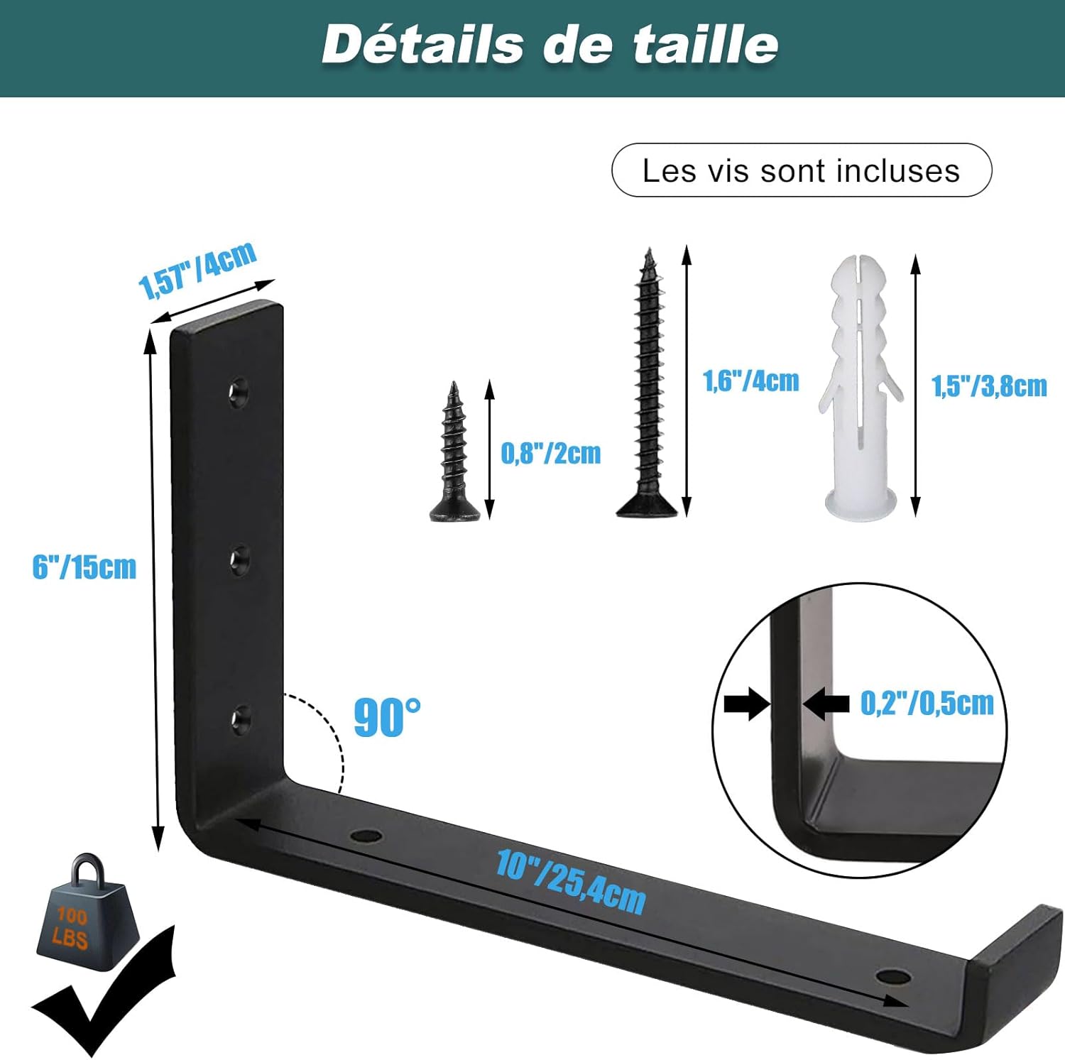 Lot de 2 supports muraux d'échafaudage de 5 mm d'épaisseur - Support ...