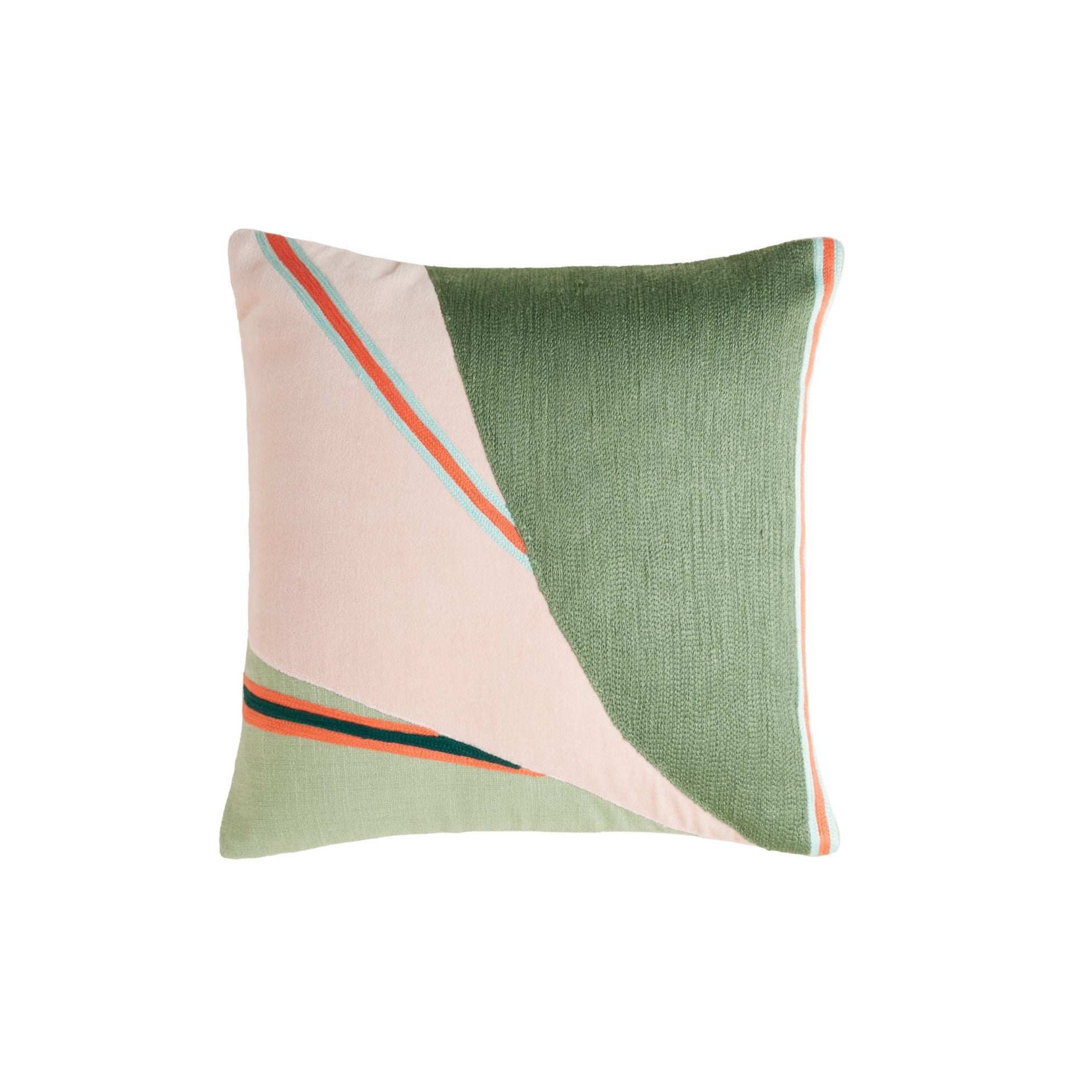Housse de coussin EGEE vert loden et rose 40x40 cm | Leroy Merlin