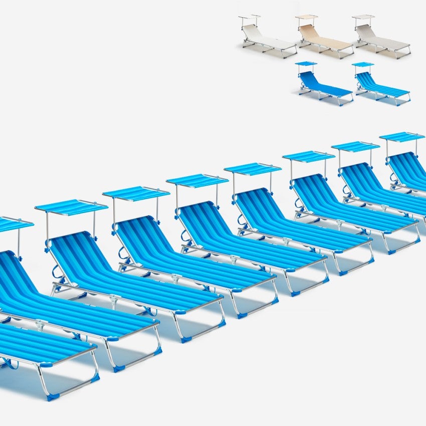24 transats pour piscine bains de soleil pliants avec pare-soleil ...