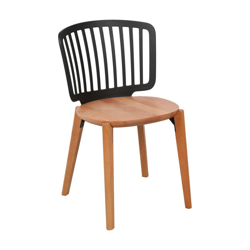 Chaise Eira Design Scandinave – Dossier Résine Noir, Assise Bois ...