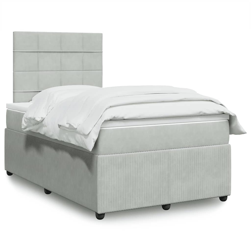 Cama box spring con colchón terciopelo gris claro 120x200 cm | Leroy Merlin