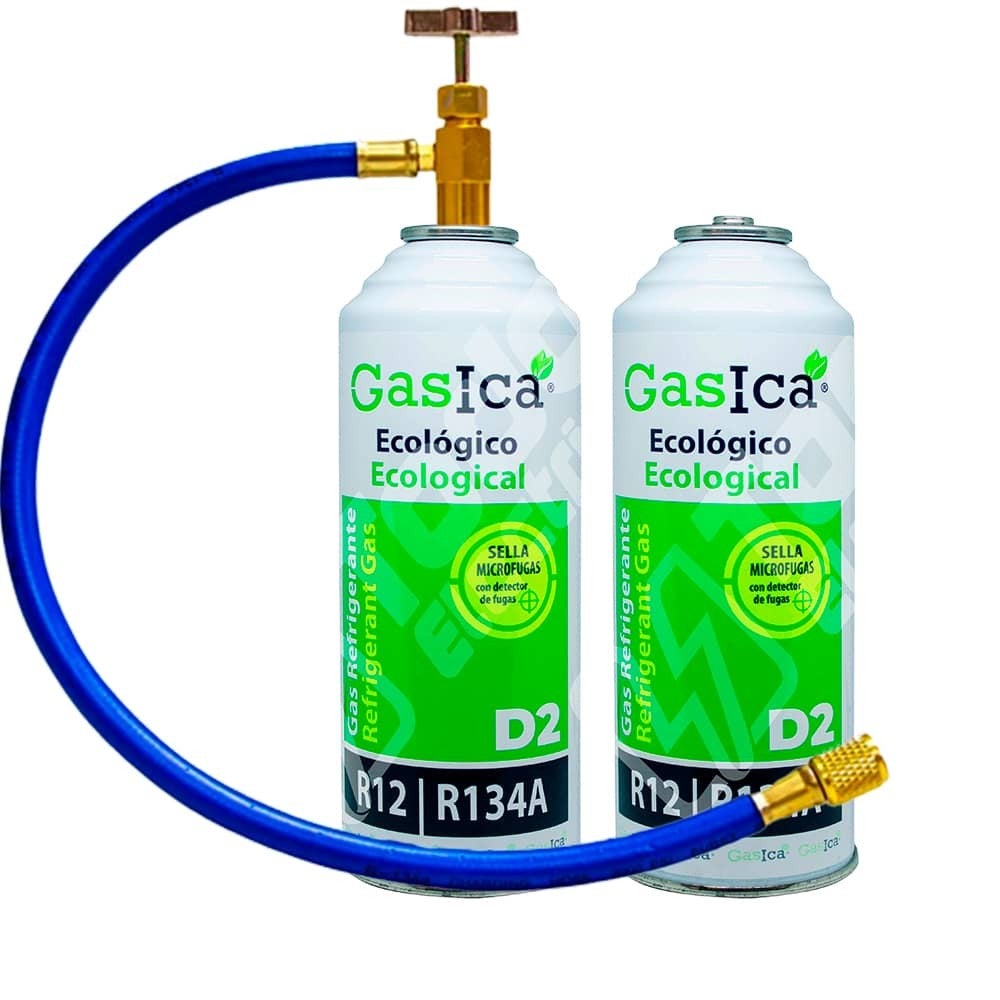 Pack ahorro (2x226Gr) Botellas Gas Refrigerante Gasica D2 sustituto de ...