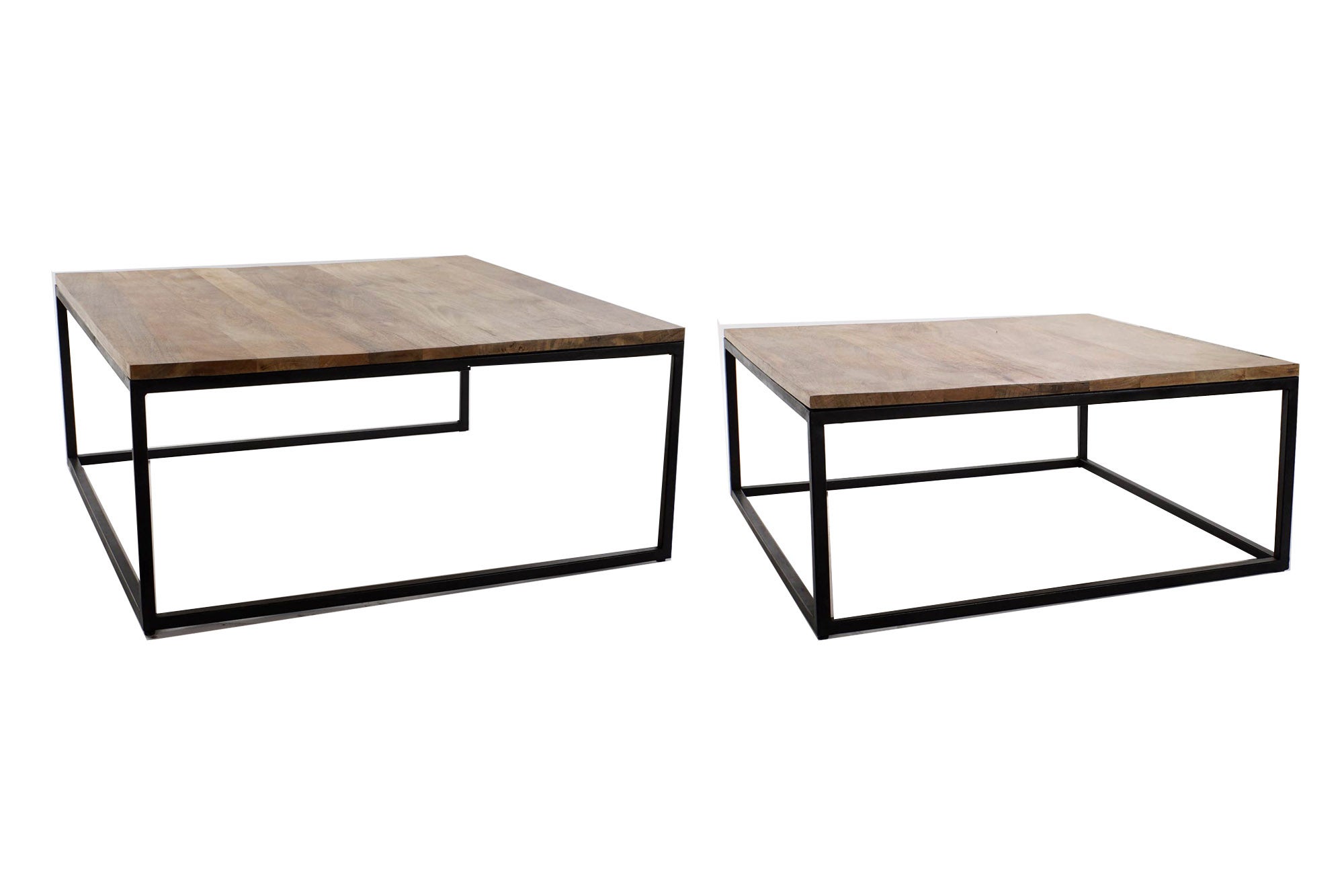 Table Centrale Set 2 Métal Mango 90x90x40 Naturel | Leroy Merlin