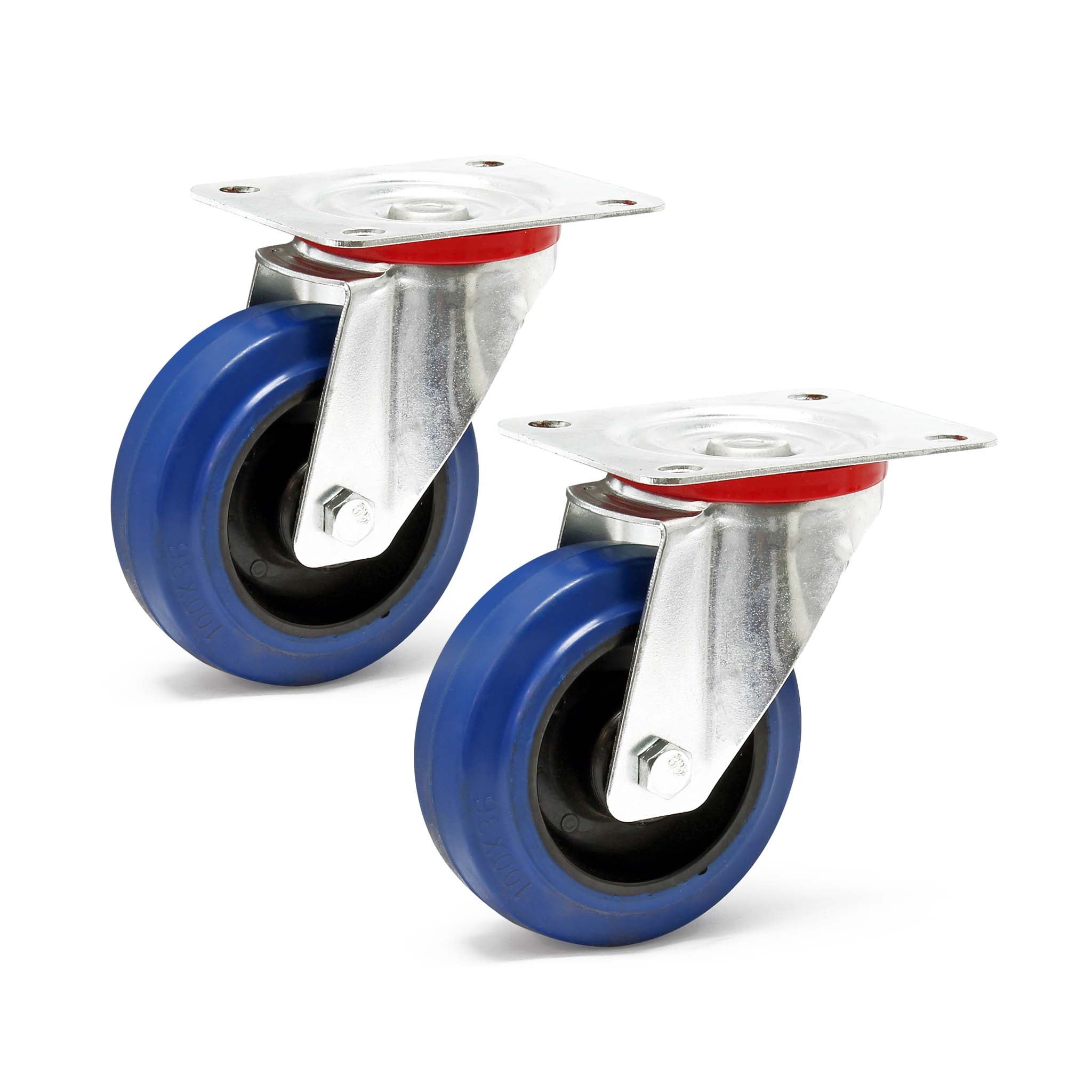 Wiltec Jeu 2x Roulette pivotante en plastique – Ø 100 mm – Capacité de ...