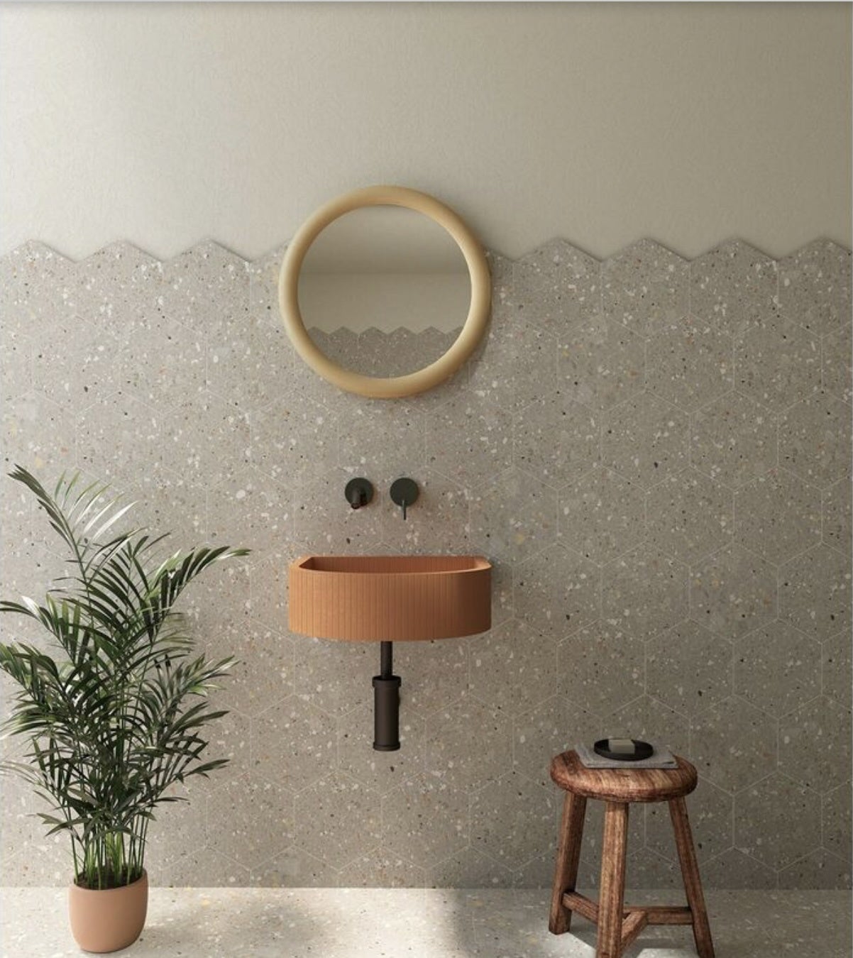 Carrelage Effet Terrazzo Hexagonal AROUSA 25,8x29 Gris - Les Carreaux ...