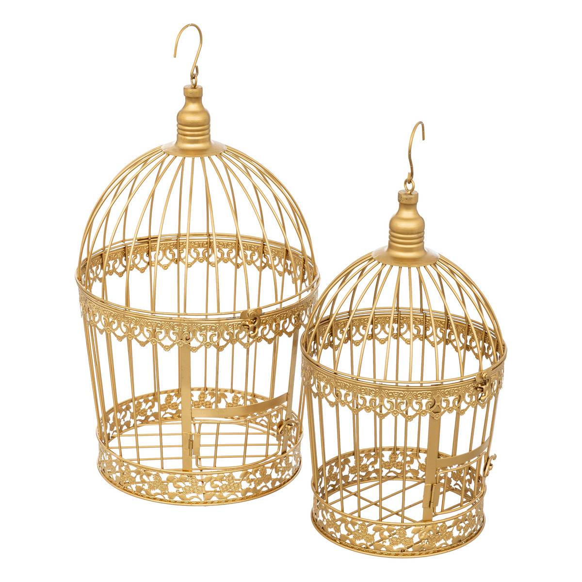 Set de 2 cages Cory métal doré D20 25cm - Atmosphera créateur d ...