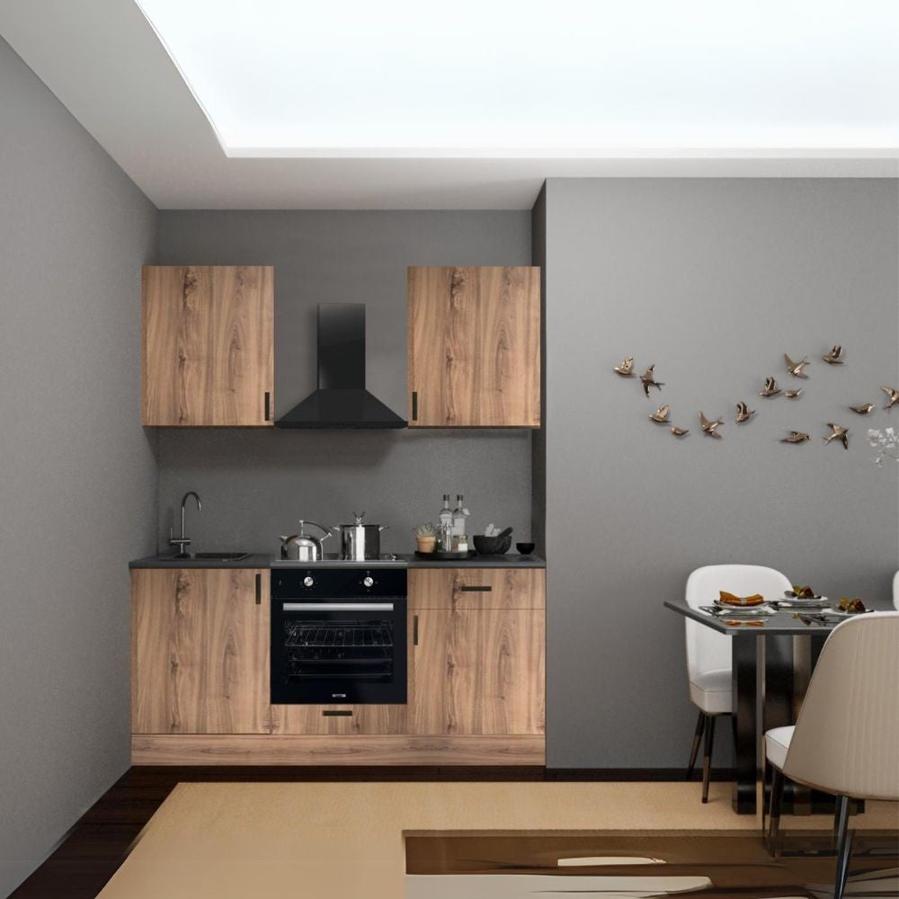 Cucina completa di elettrodomestici 180 cm colore rovere - Benny ...