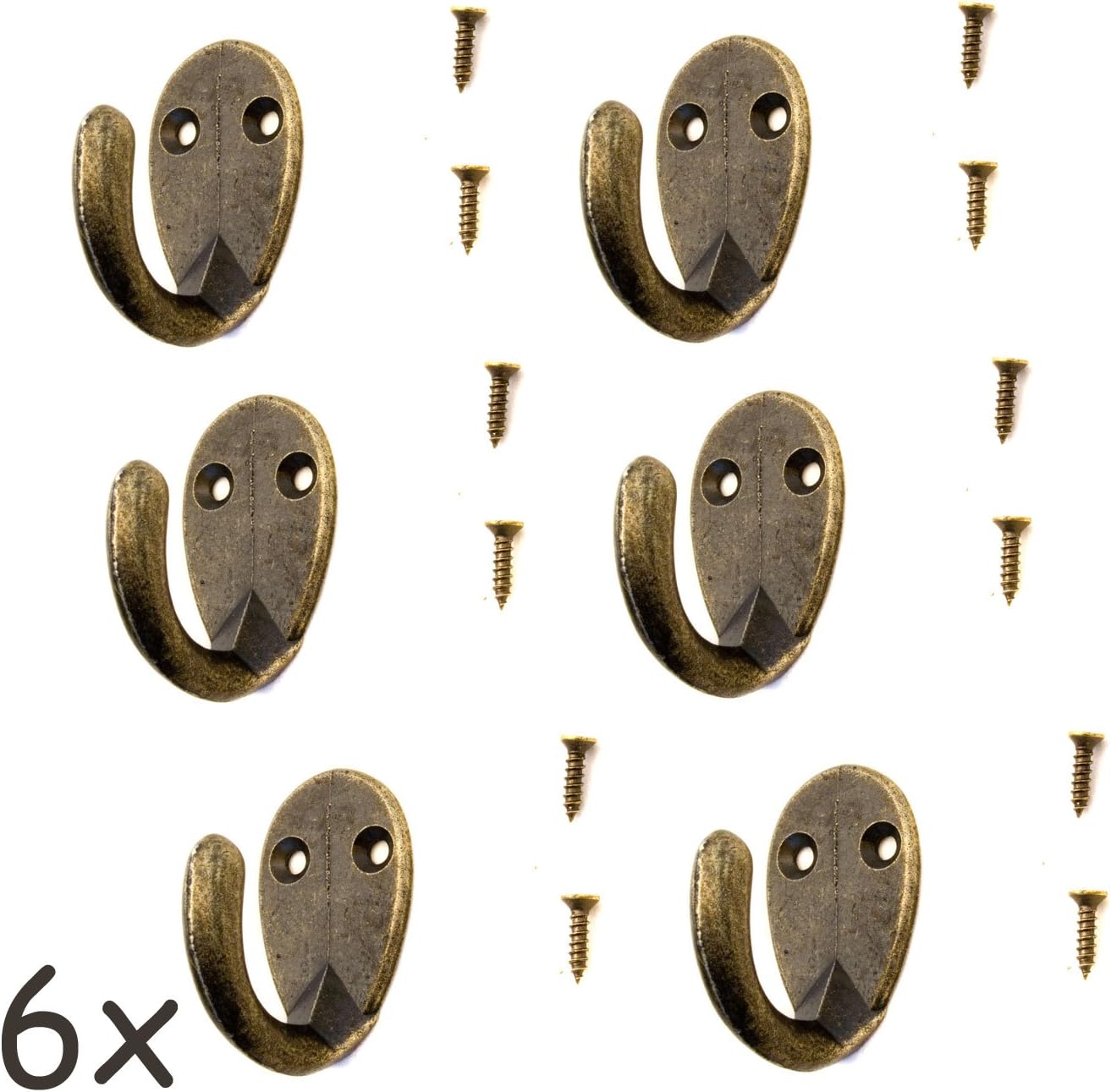 Set di 6 Ganci Antichi per Appendiabiti, Portasciugamani, Ganci in ...