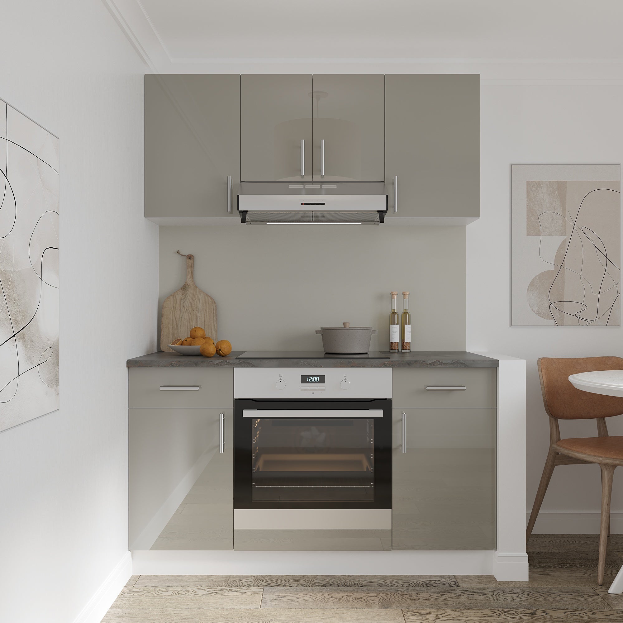 Set Cuisine haaus Karo V5, Gris Brillant/Blanc, MDF, Plan de travail ...