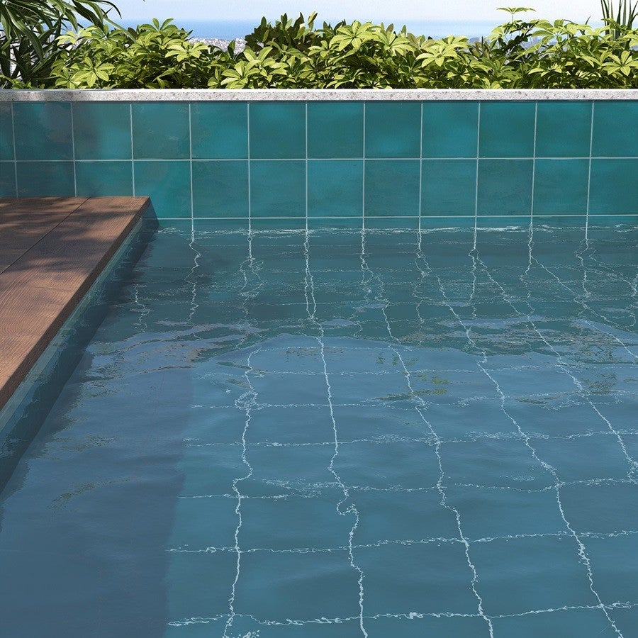 Carrelage Piscine Piscine Gloss Glacier 15x15 Cm Effet Zellige | Leroy ...