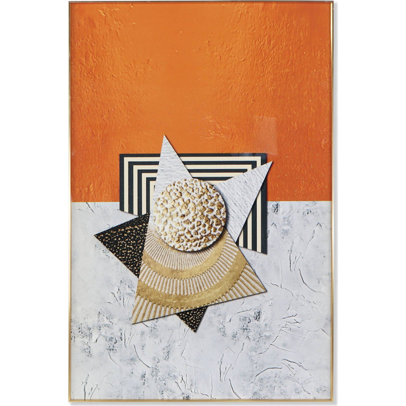 Tableau Abstrait élégance orange doré pour intérieur chic 80 x 3 x 120 ...