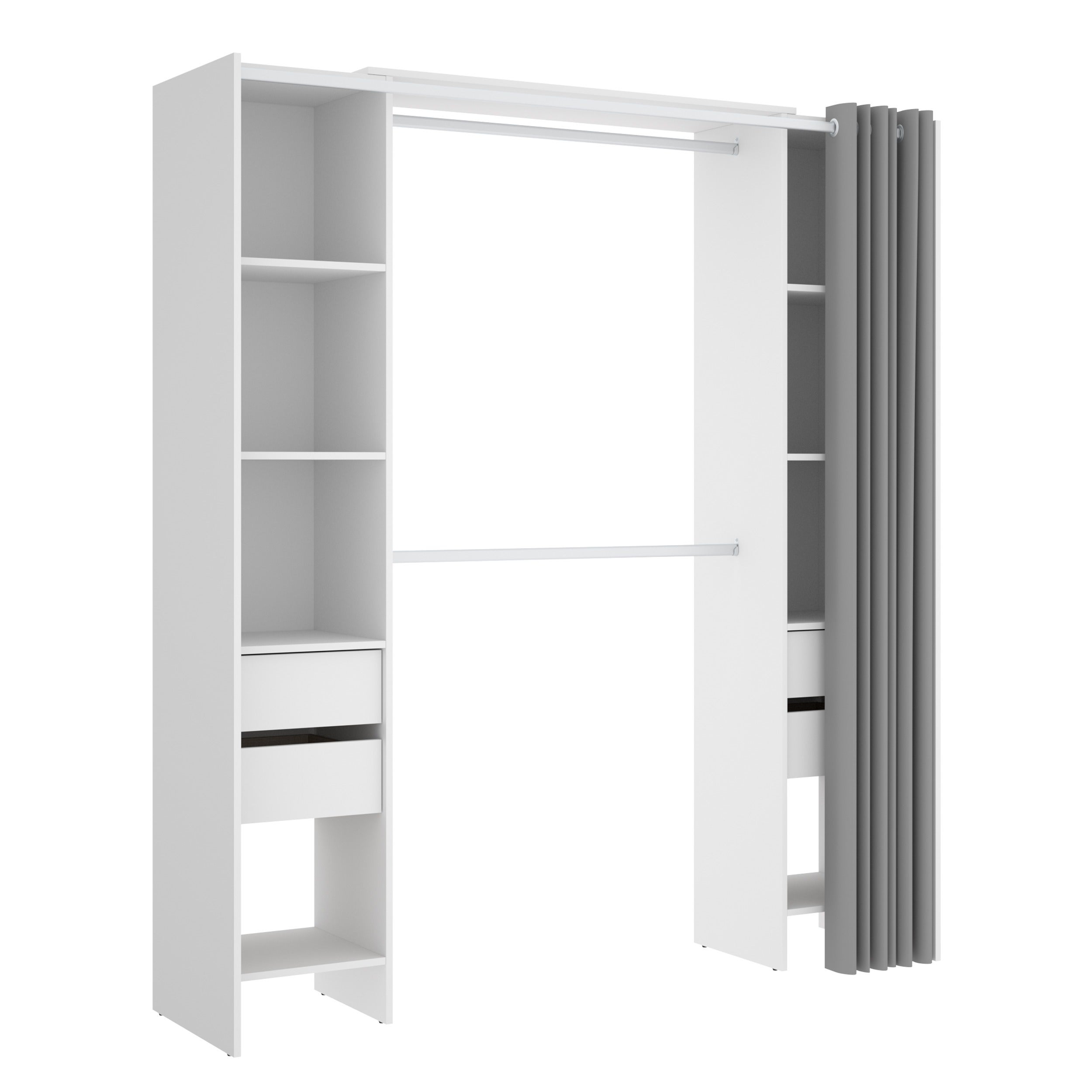 Kit Vestidor con 4 Cajones y Cortina Suit Blanco - Armario Modular ...
