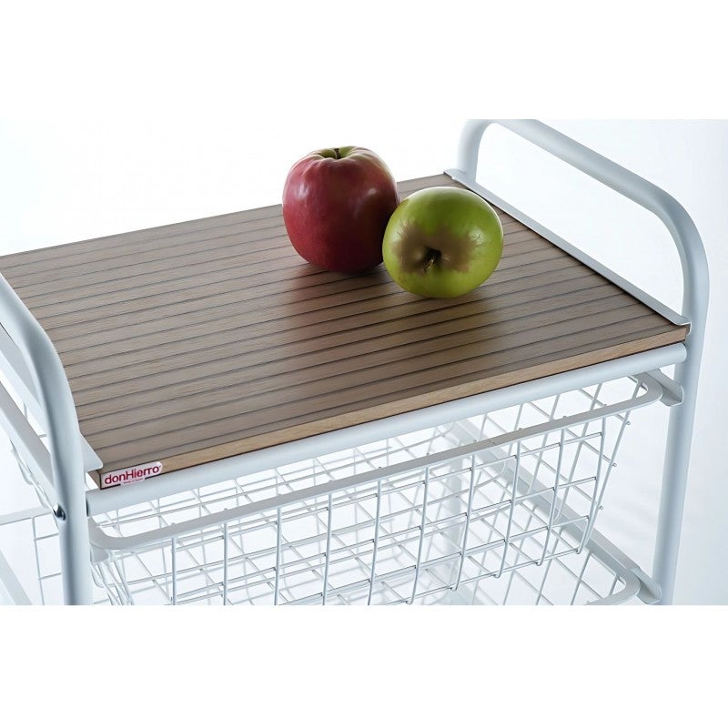 DON HIERRO - Desserte de cuisine, 4 paniers, Plan de travail couleur Bouleau texturé avec effet ...