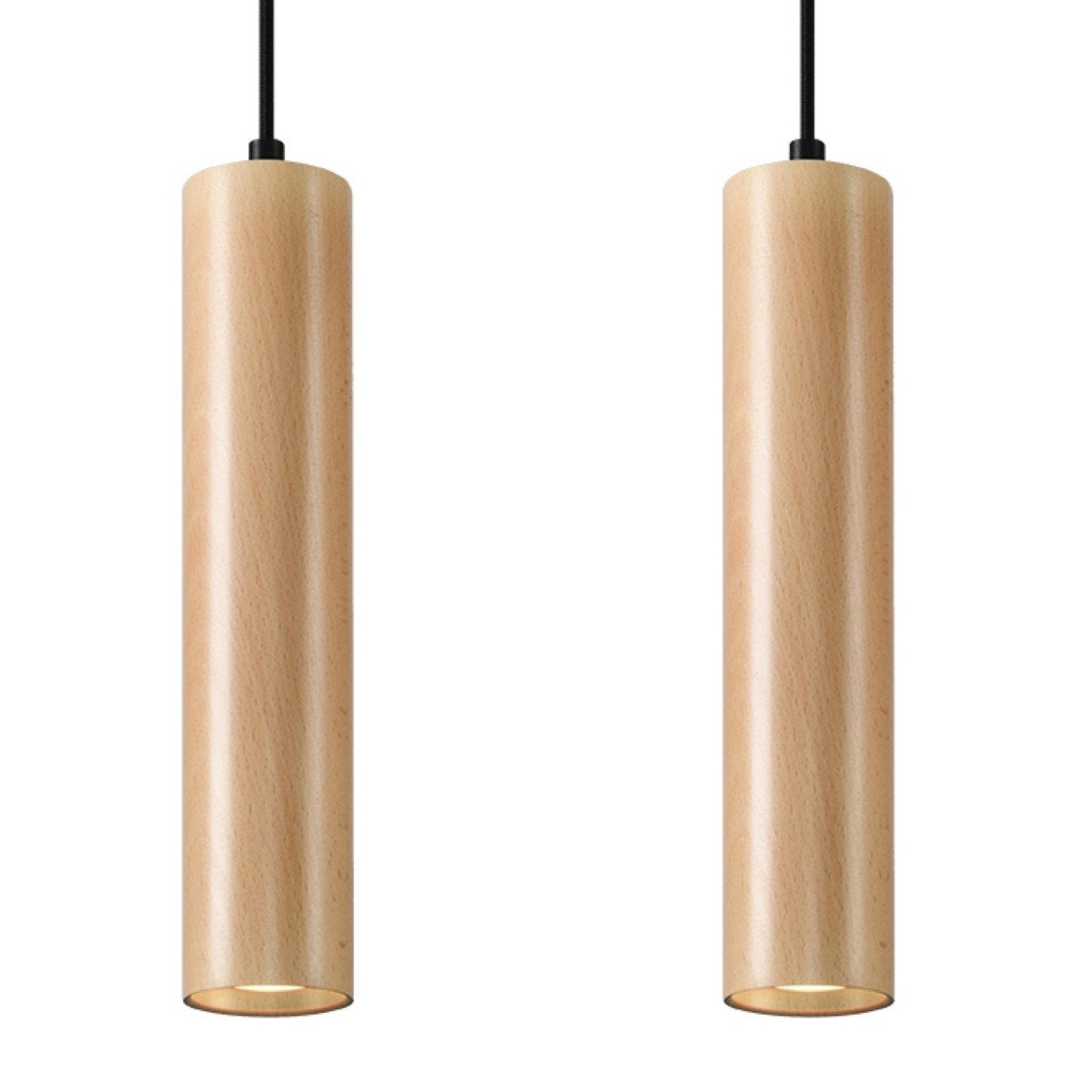 Lampe Suspendue LYRIC 2 Bois Naturel - Suspension Double GU10 Réglable ...