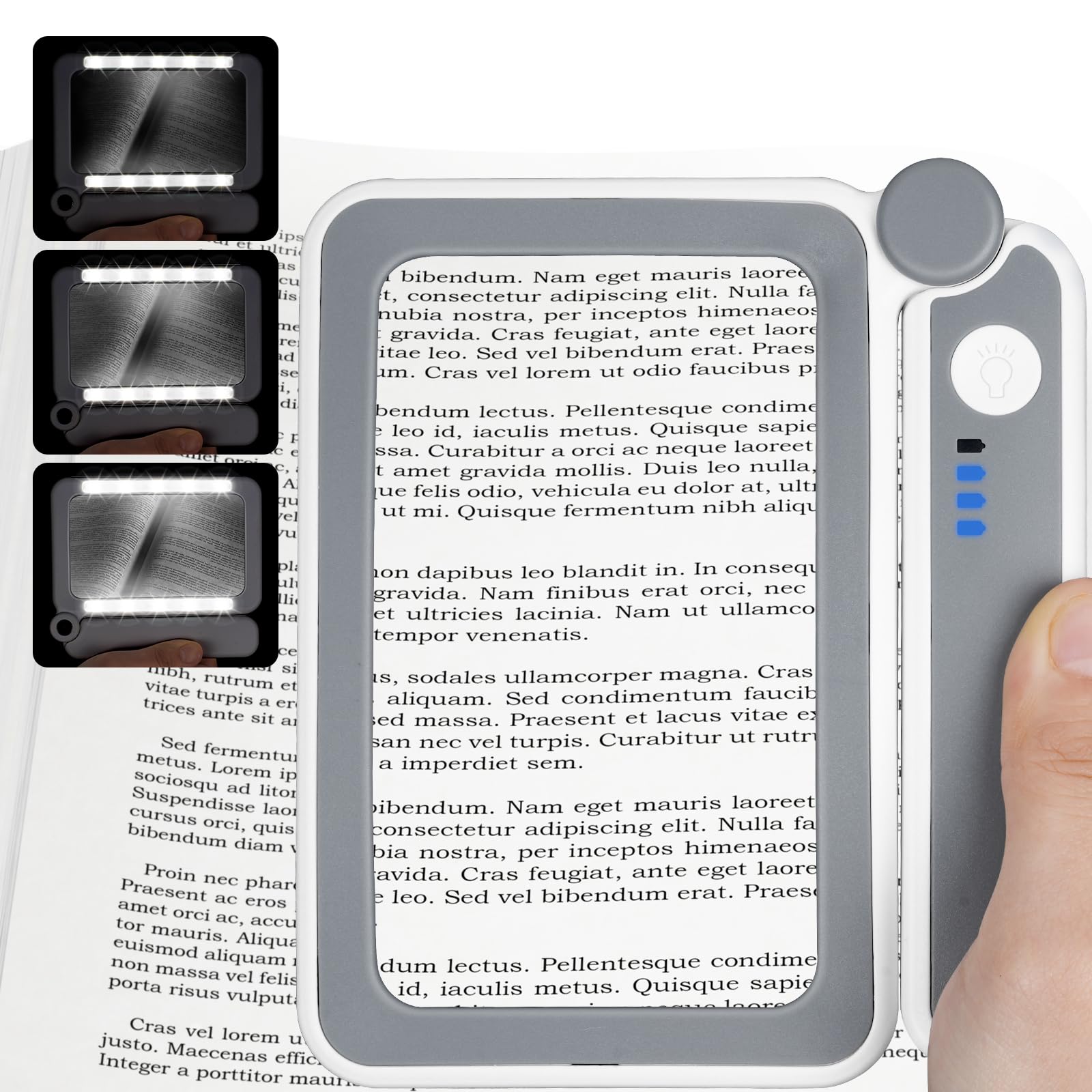 4X Loupe de Lecture avec 10 LED, Grande Loupe Eclairante Pliante pour Livres, Journaux, Bijoux ...