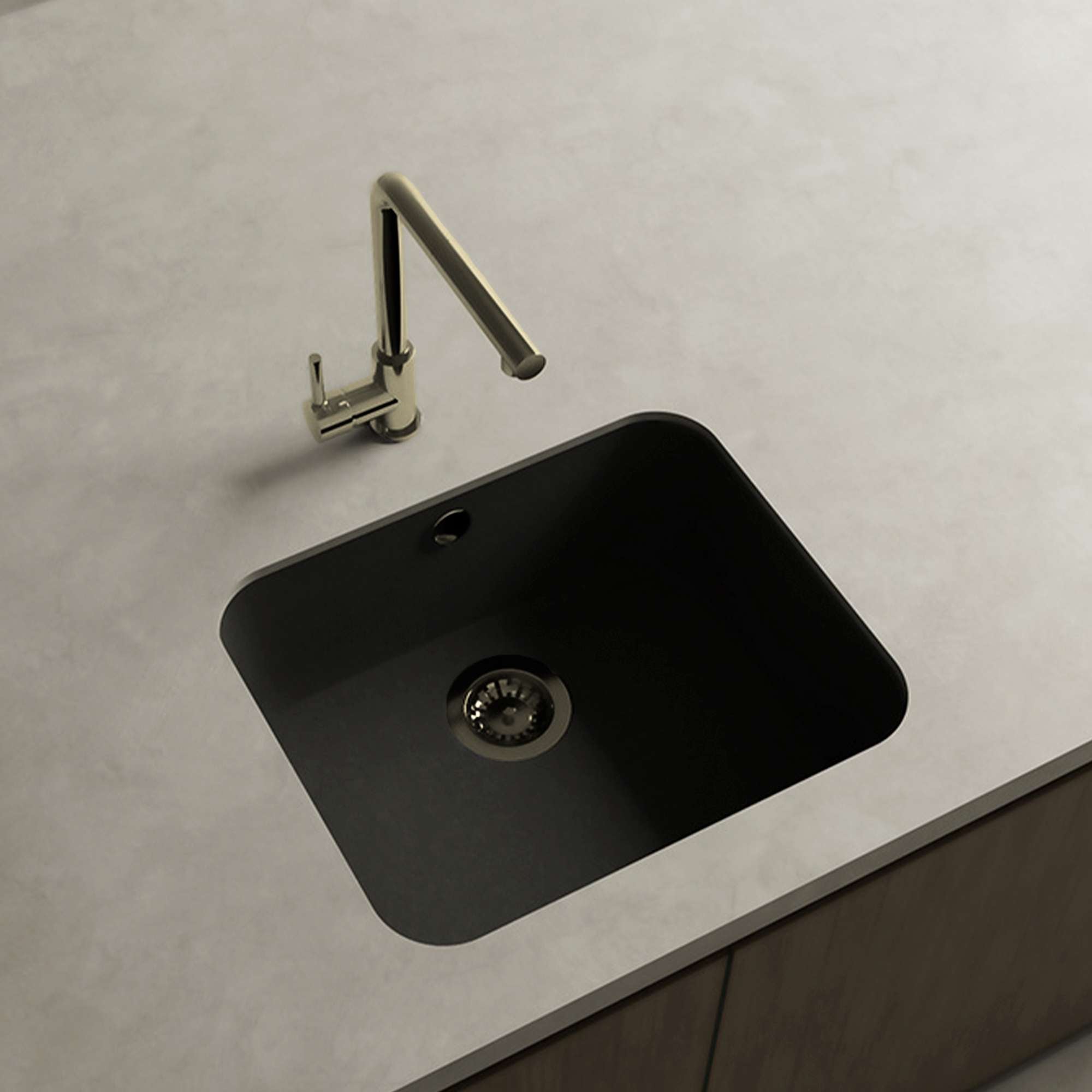 Cuve sous plan POALGI, GANDIA 194, Granit, Noir Basalt, 54 cm, 1 bac ...