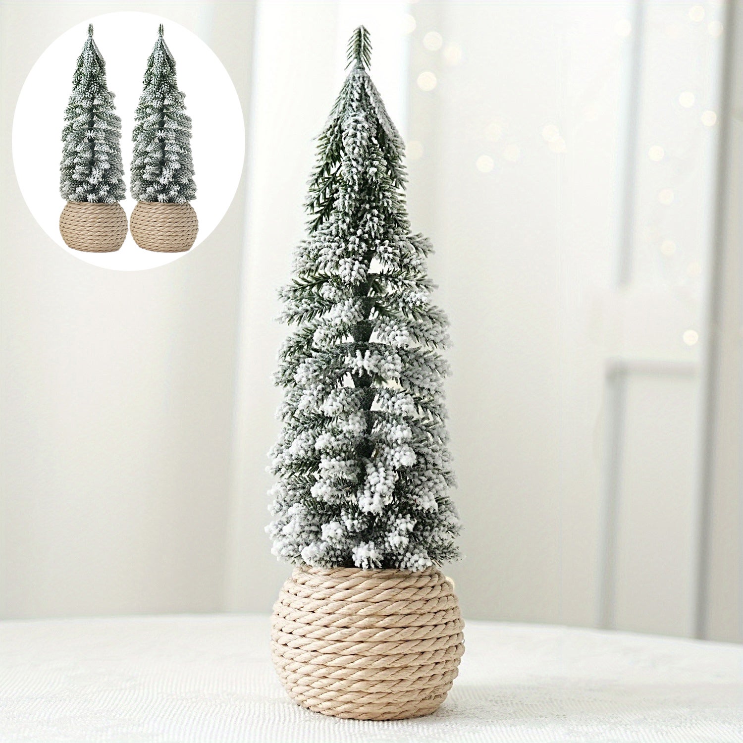 Sapin de Noël artificiel miniature en 2 pièces, sapin enneigé ...