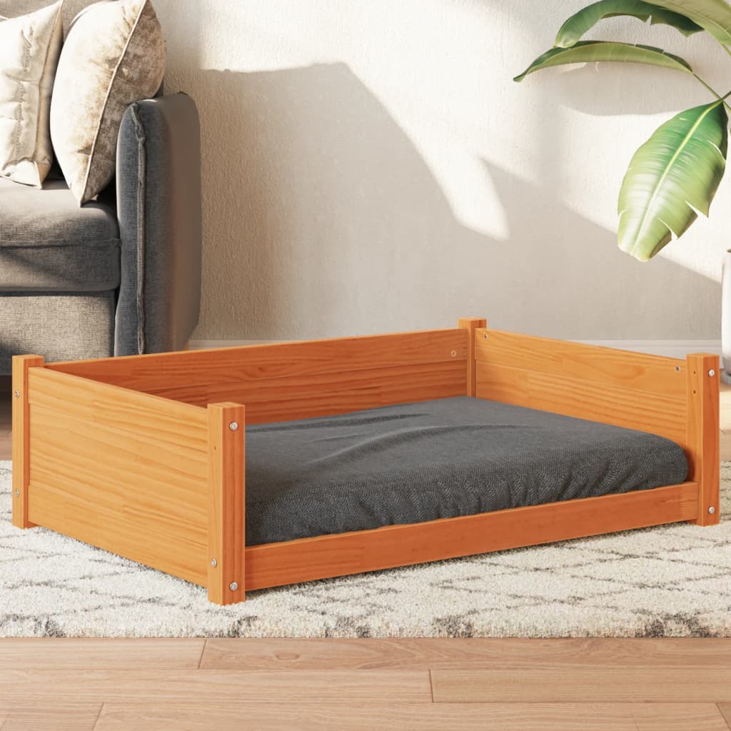 Lit pour chien | Lit pour animal cire marron 95,5x65,5x28 cm bois de ...