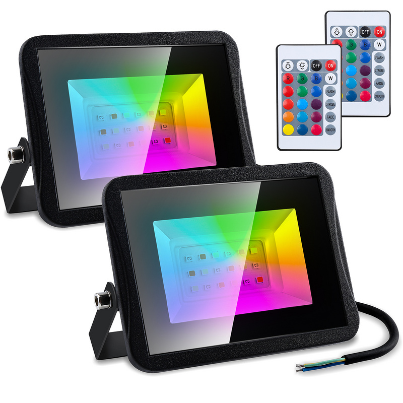 Foco LED 2x RGB con mando a distancia en aluminio fundido a presión ...