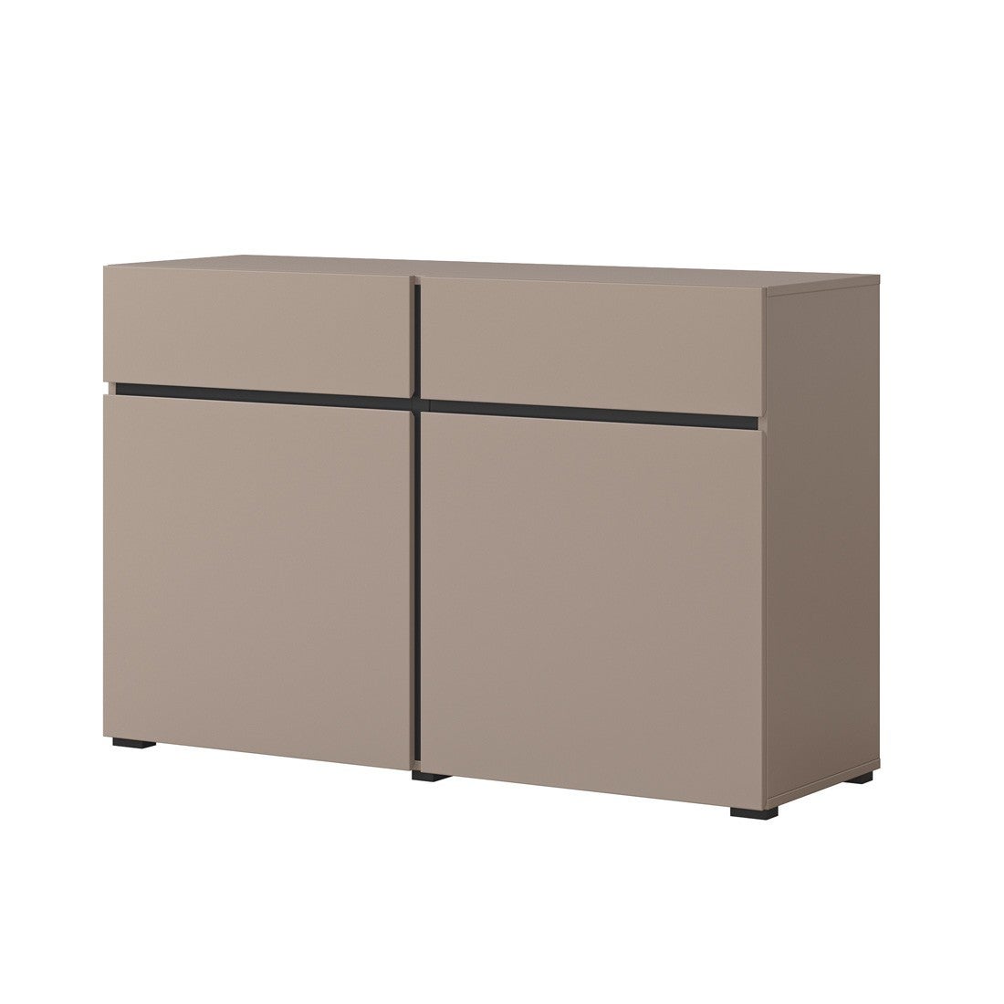 Buffet 120cm coloris beige et noir collection HAVANA. Bahut design avec ...