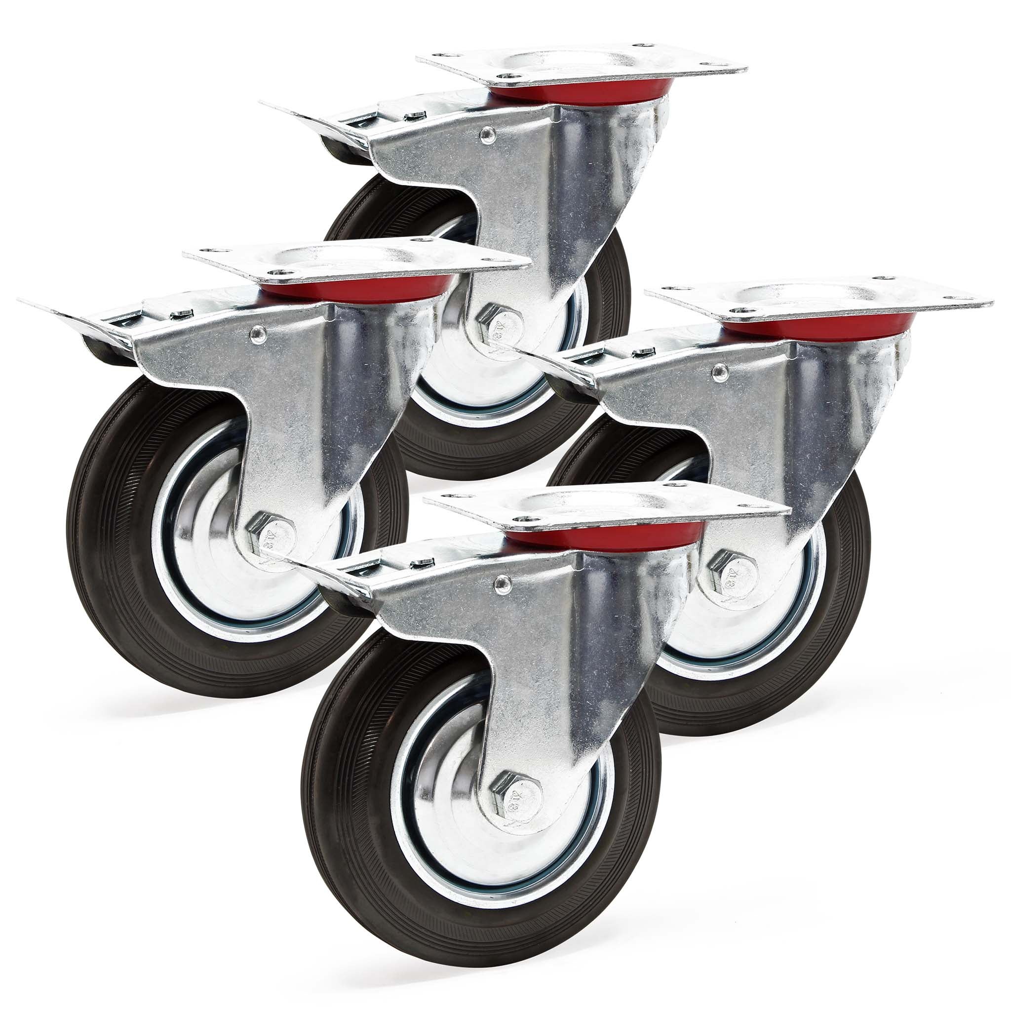 Juego de 4 ruedas giratorias con doble freno 160 mm ruedas de muebles ...