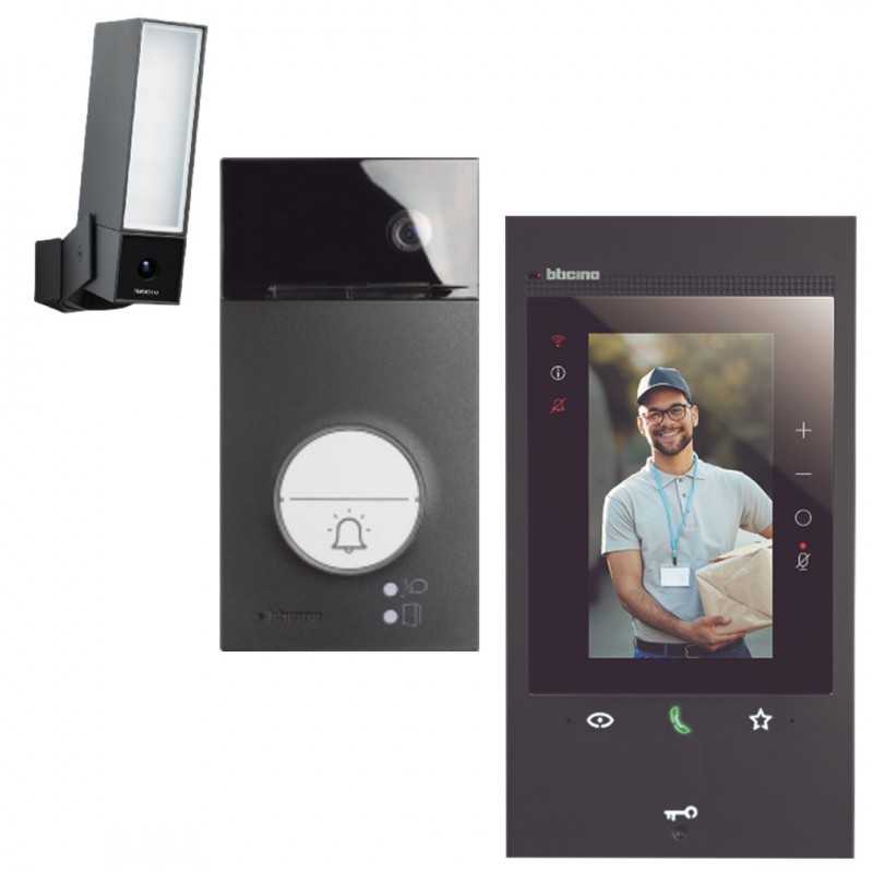 Kit Videocitofono 2 Fili Wifi Touch Nero 300EOS Con Pulsantiera Nera ...