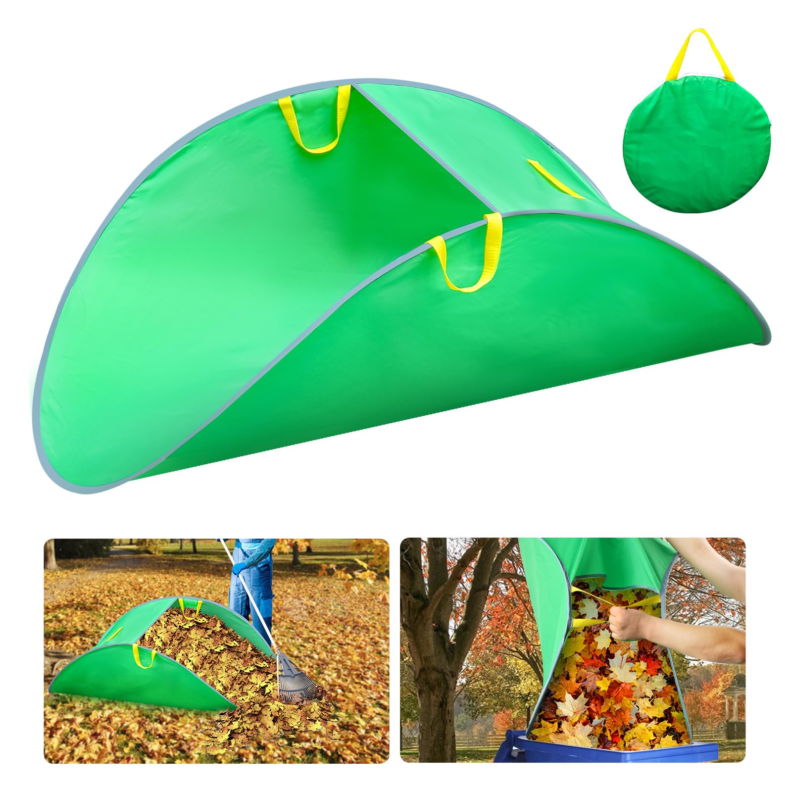 Ramasseur de feuilles, sacs à feuilles pliables, ramasseur d'herbe et ...