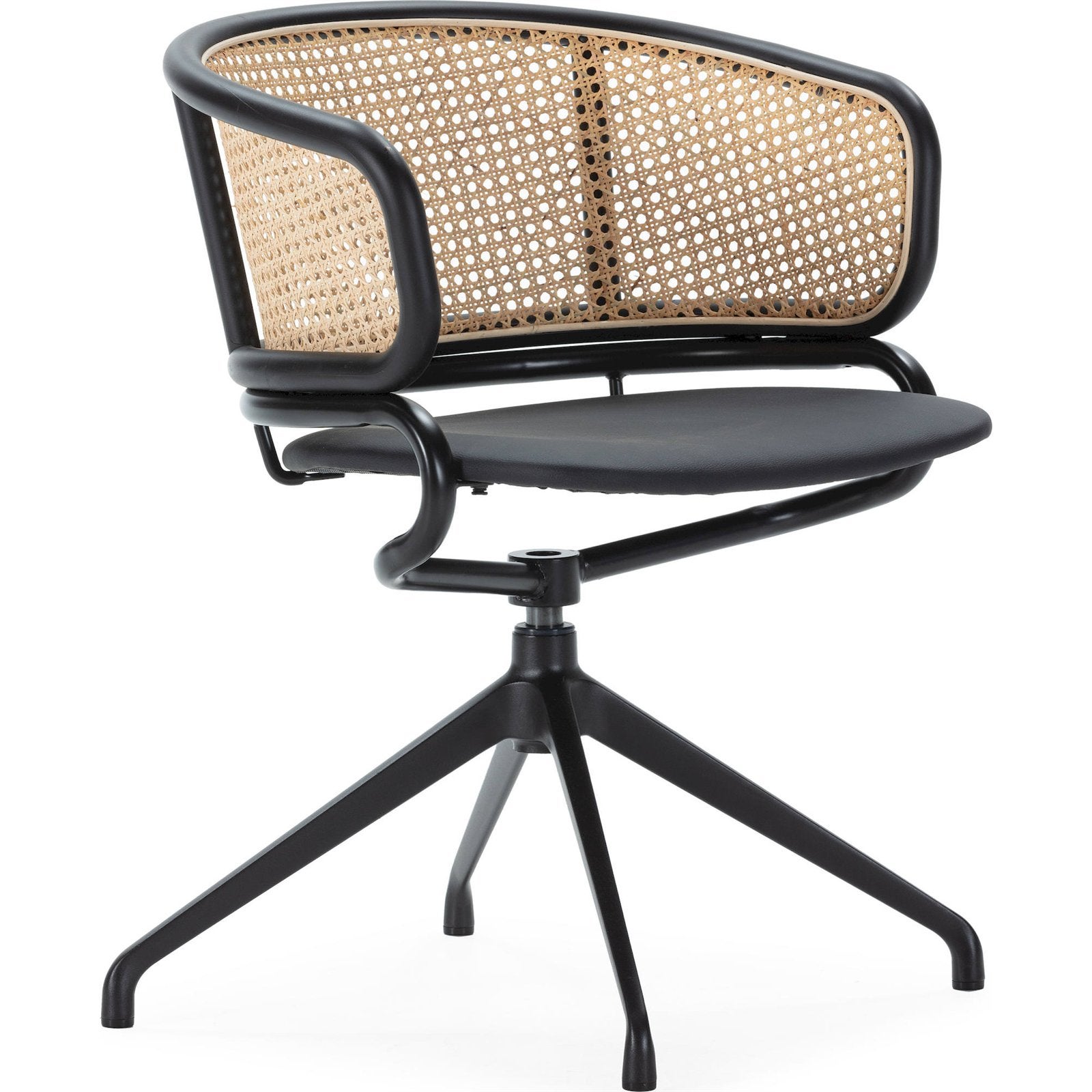 Chaise design élégance métal et touche rotin 56 x 53 x 74 cm Noir mat ...