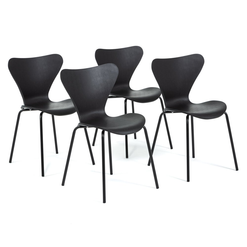 Lot de 4 chaises Nina anthracite avec coque en résine et pieds en métal ...