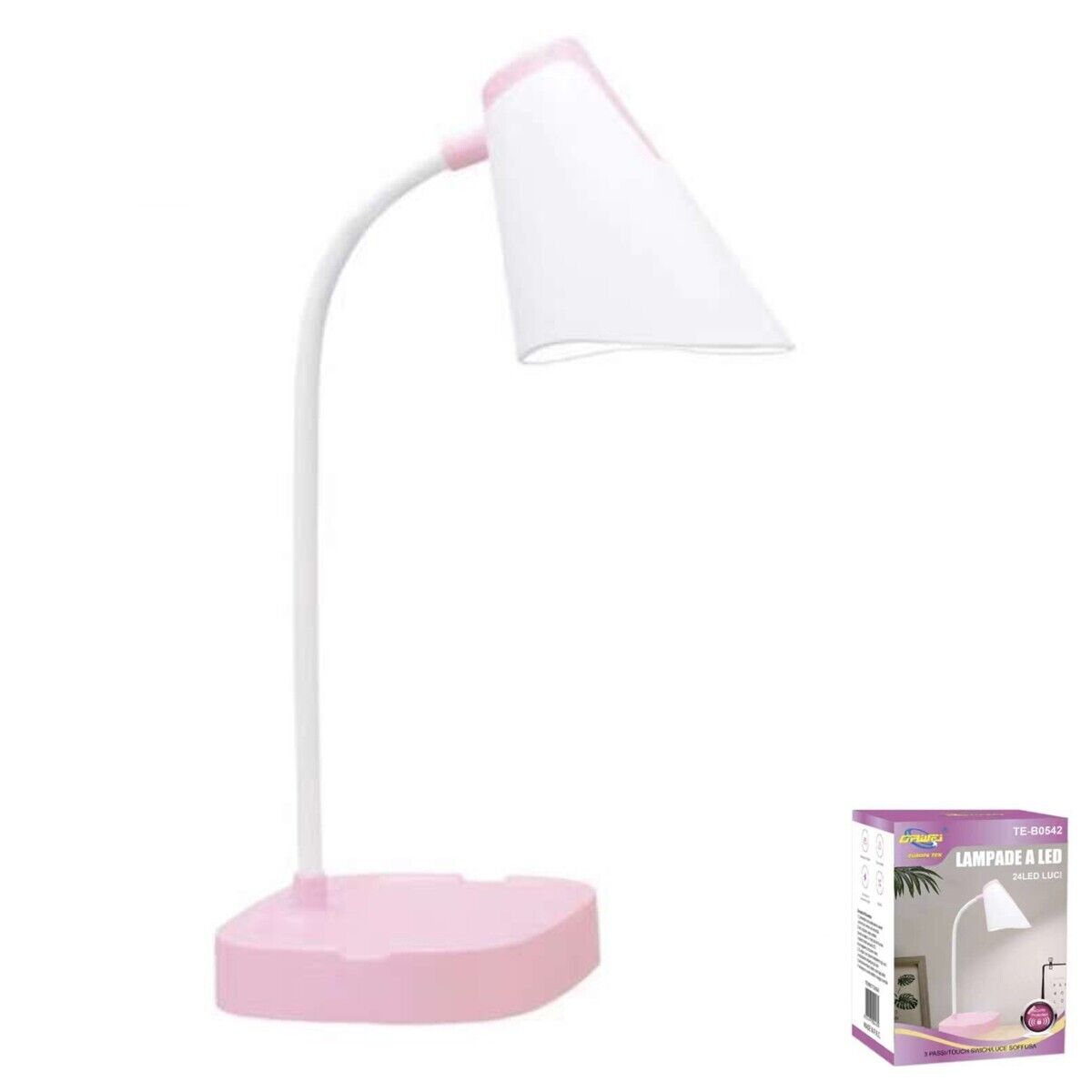 LÁMPARA DE ESCRITORIO ROSA 24 LED RECARGABLE CONTROLES TÁCTILES ...