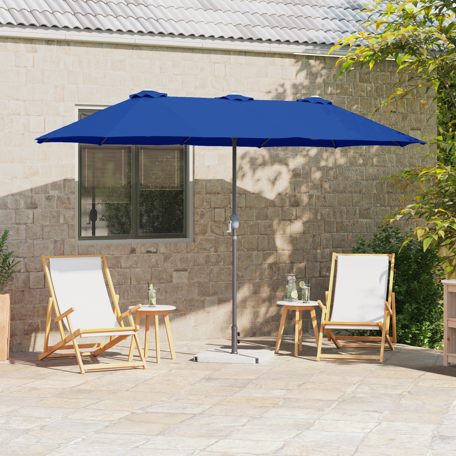 Parasol de jardin Bleu 370 x 197 x 239 cm vidaXL | Leroy Merlin