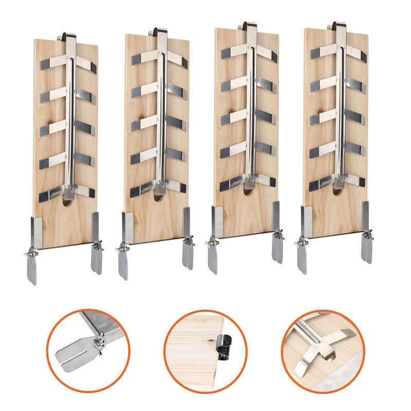 Planche à saumon à flamber Lot de 4 Supports réglables Planche à saumon ...