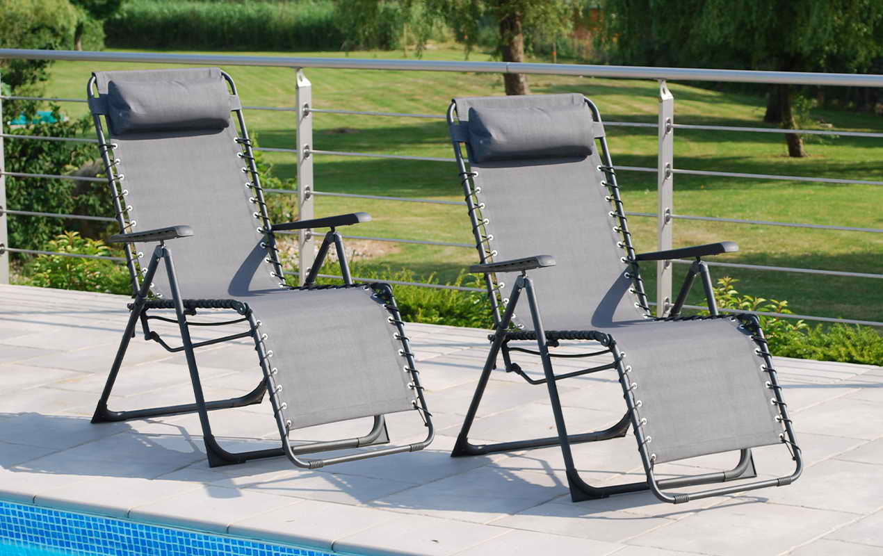 Fauteuil de jardin relax pliant Luno gris Creador® | Leroy Merlin