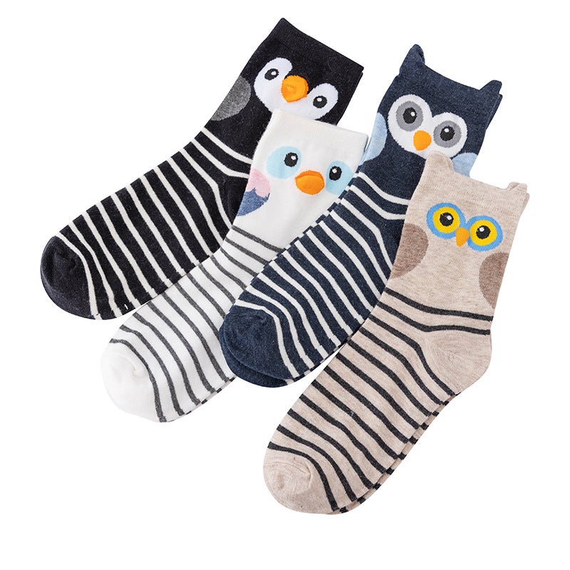 Calzini in cotone casual con motivi colorati e simpatici animali 4 paia ...