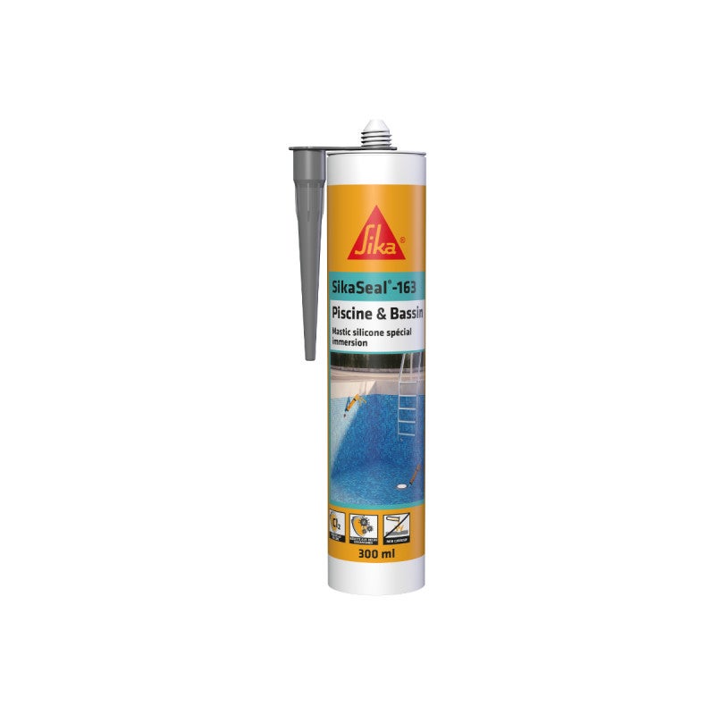 Mastic silicone SIKA Sikaseal - 163 Piscine & Bassin - Gris - 300ml ...