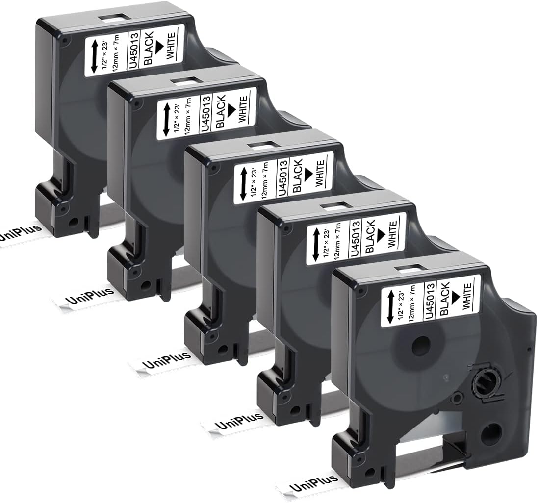 5 Rubans Étiqueteuse Dymo D1 45013 Noir sur Blanc - 12mm x 7m ...